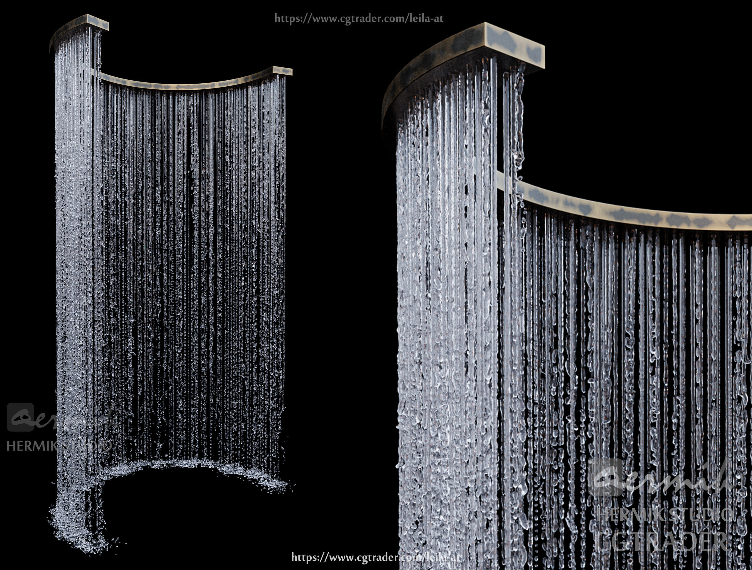 Waterfall Wall Rain Curtain Fountains 3D model | CGTrader