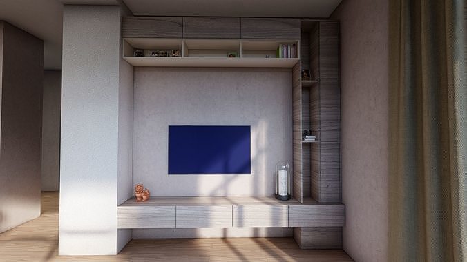 Shelf living room with painting on wall free 3D model | CGTrader
