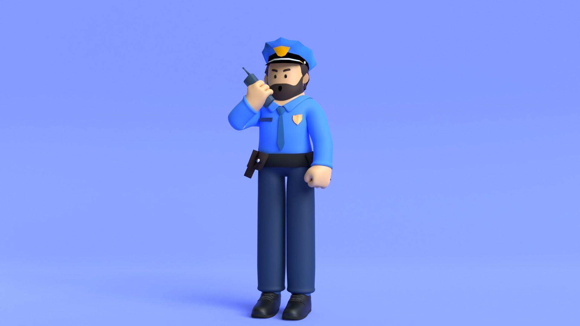Minimal Police 3D Cartoon Character 3D model rigged | CGTrader