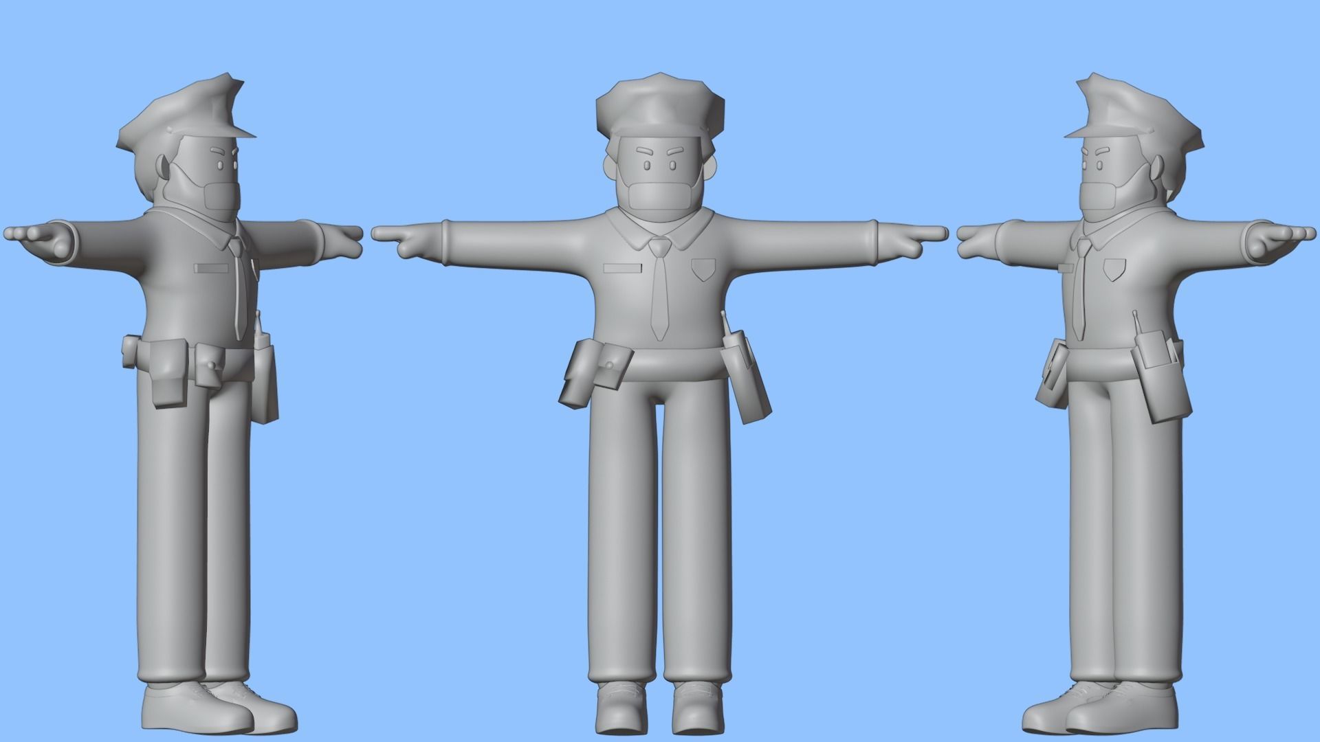 Minimal Police 3D Cartoon Character 3D model rigged | CGTrader