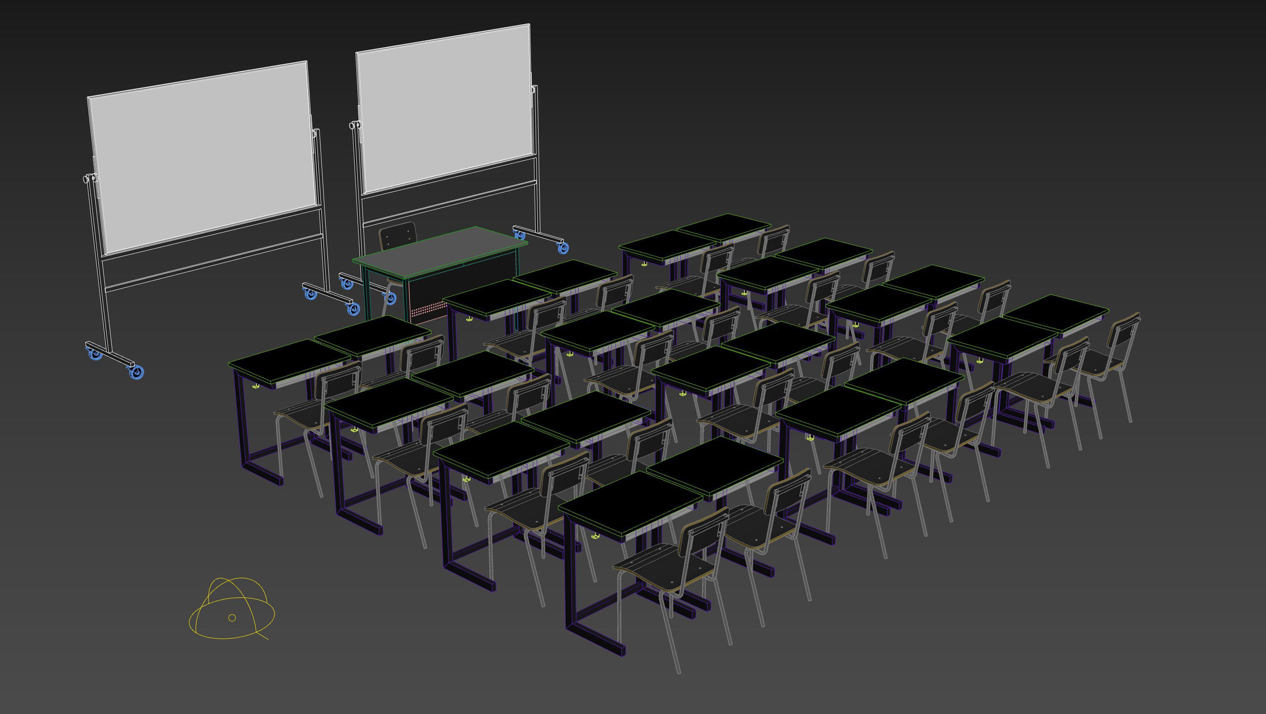 School Classroom Funiture Set 3D model - Gray 3D model | CGTrader