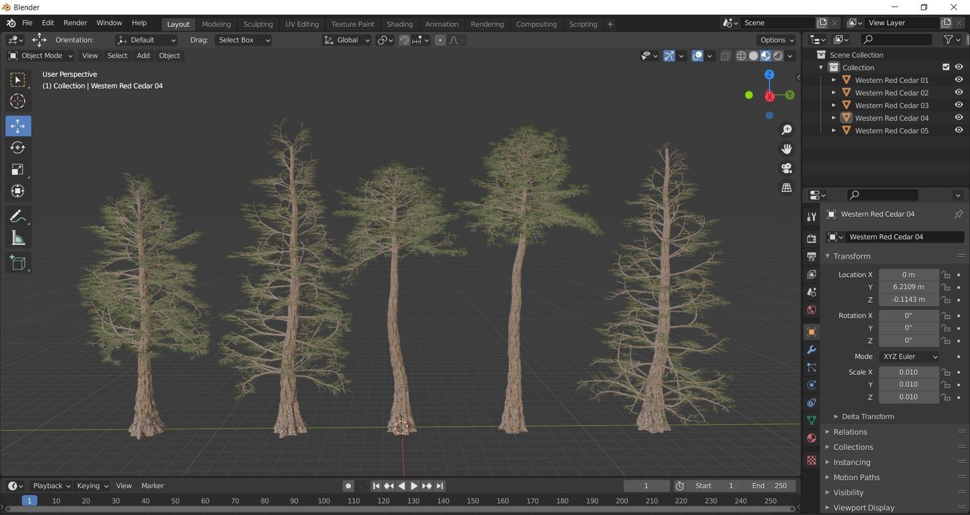 5 diffrent tree Western Red Cedar 3D model | CGTrader