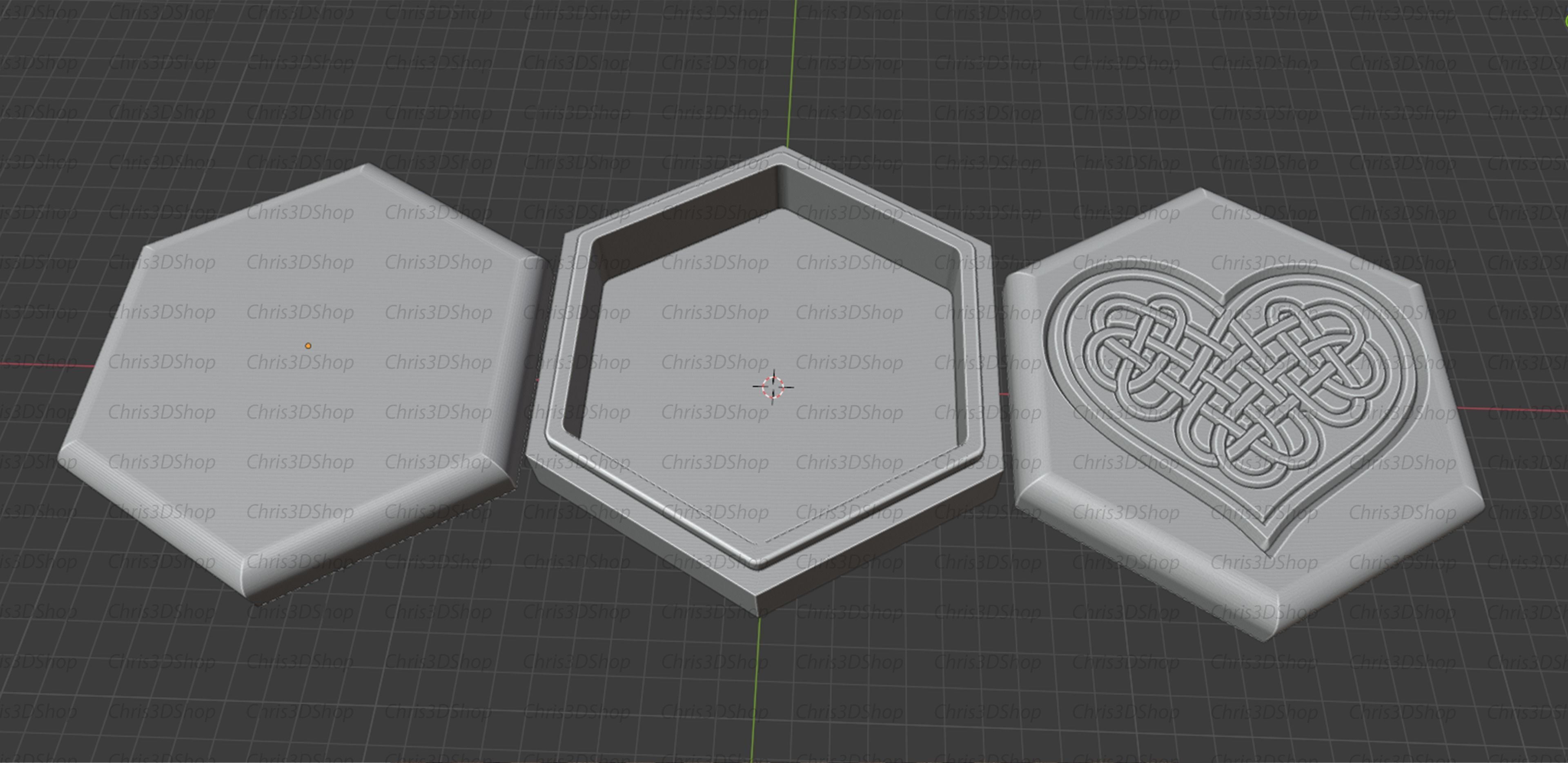 Hexagon Jewelry Box - 3D STL Files and Vector Files for CNC 3D model 3D ...