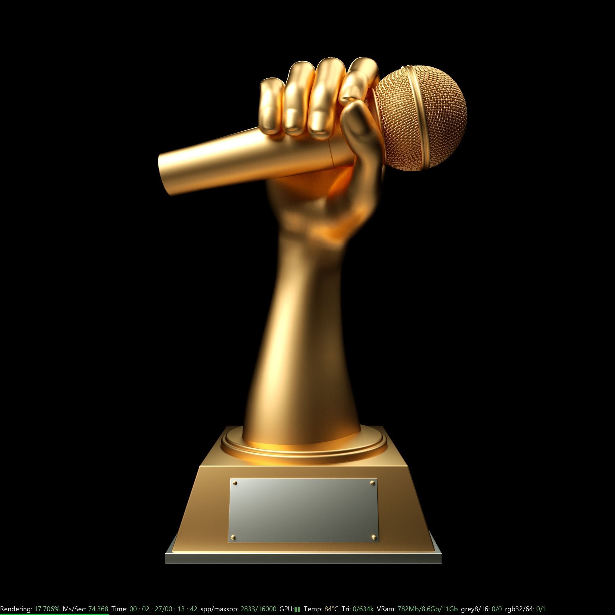 Microphone Trophy - Hand With Microphone 3D Model 3D model | CGTrader