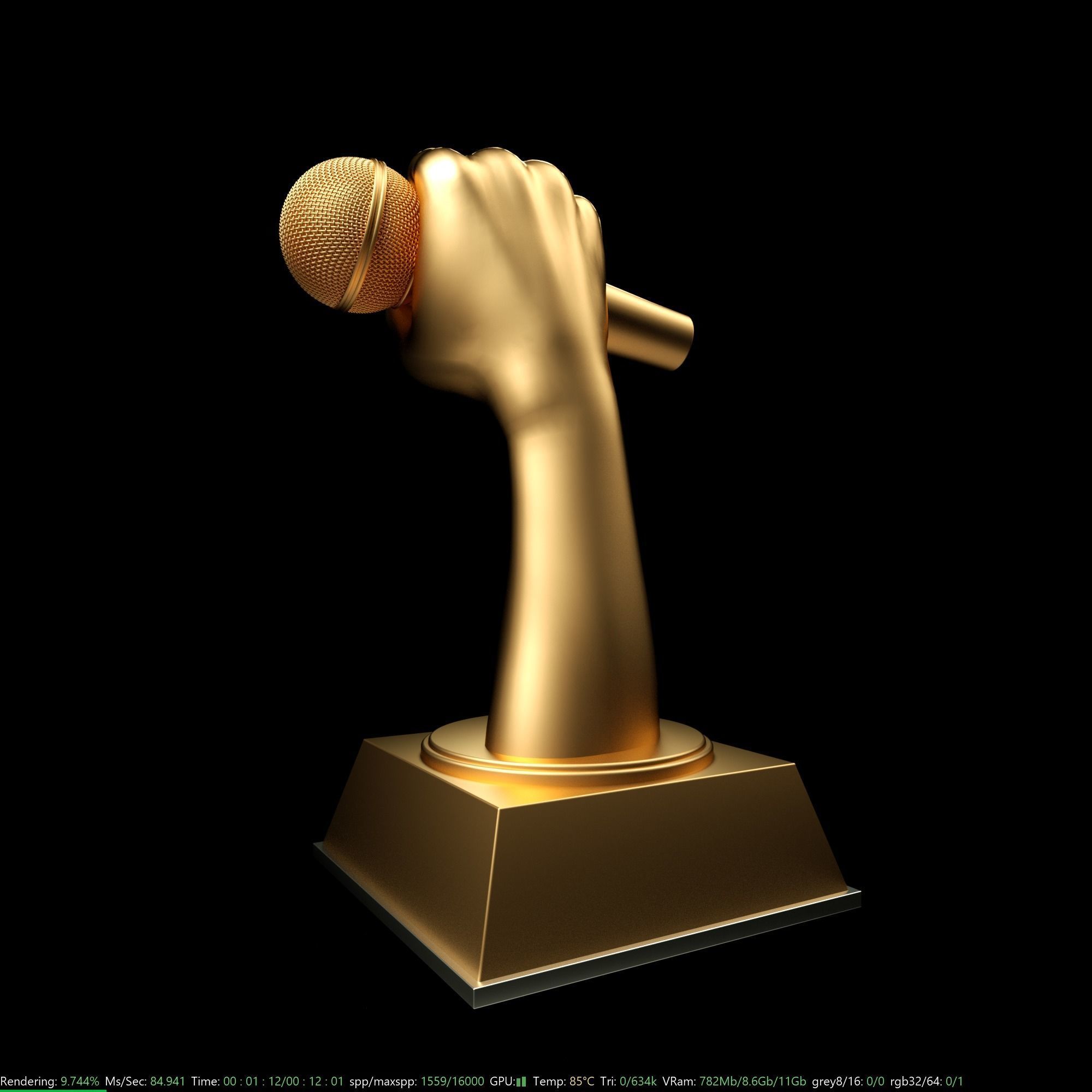 Microphone Trophy - Hand With Microphone 3D Model 3D model | CGTrader