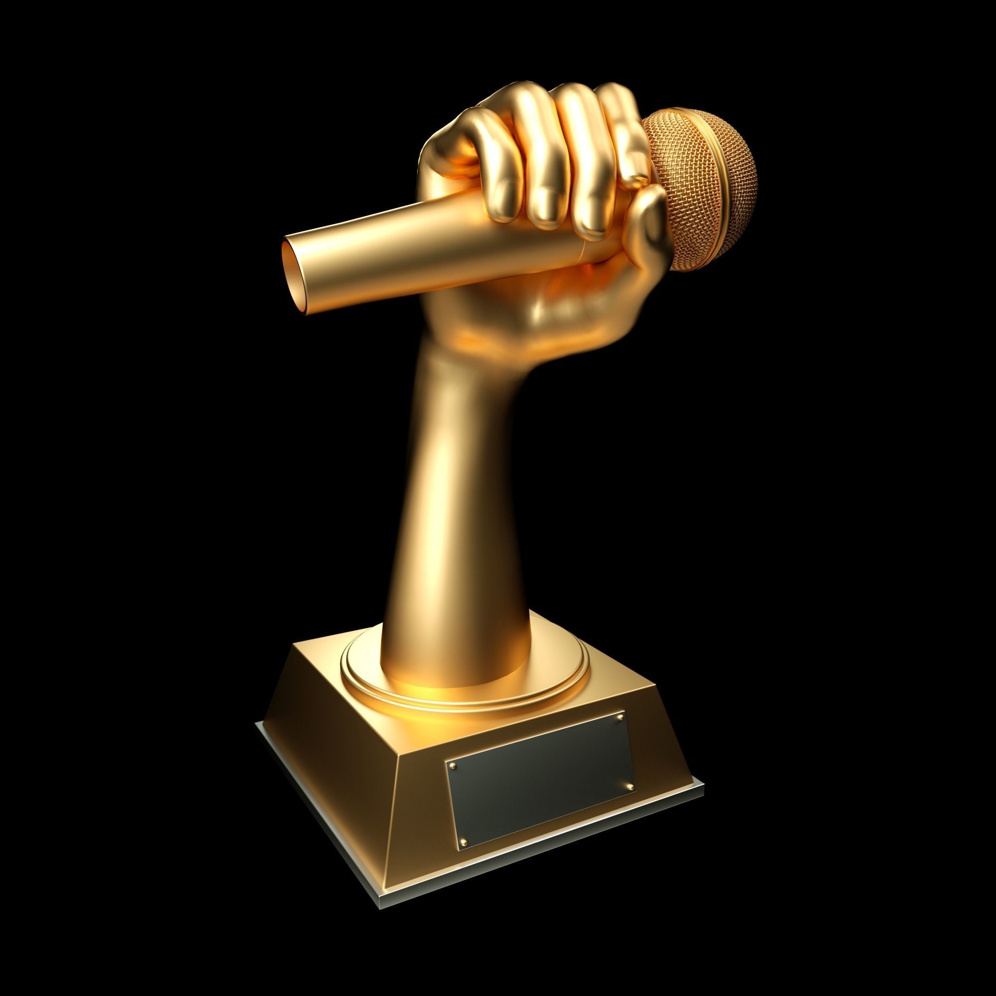 Microphone Trophy - Hand With Microphone 3D Model 3D model | CGTrader