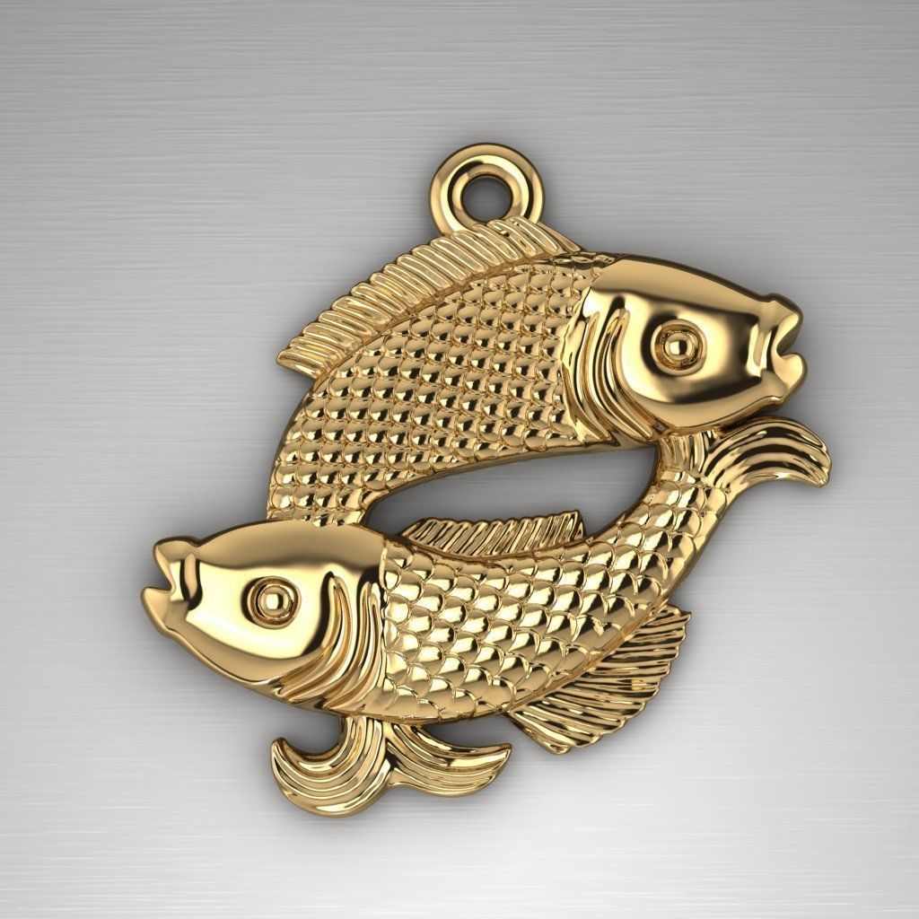 Stylish pendant zodiac sign Pisces 3D model 3D printable | CGTrader