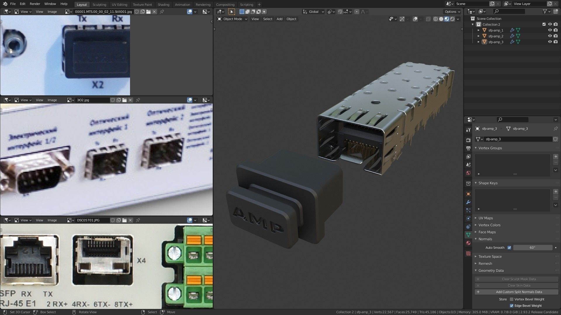 3D model AMP Ethernet SFP Transceiver VR / AR / low-poly | CGTrader