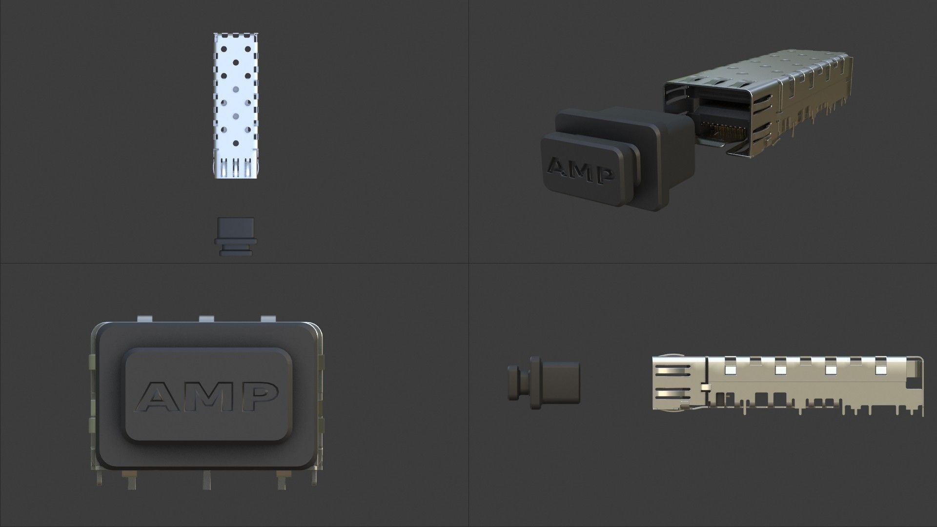 3D model AMP Ethernet SFP Transceiver VR / AR / low-poly | CGTrader