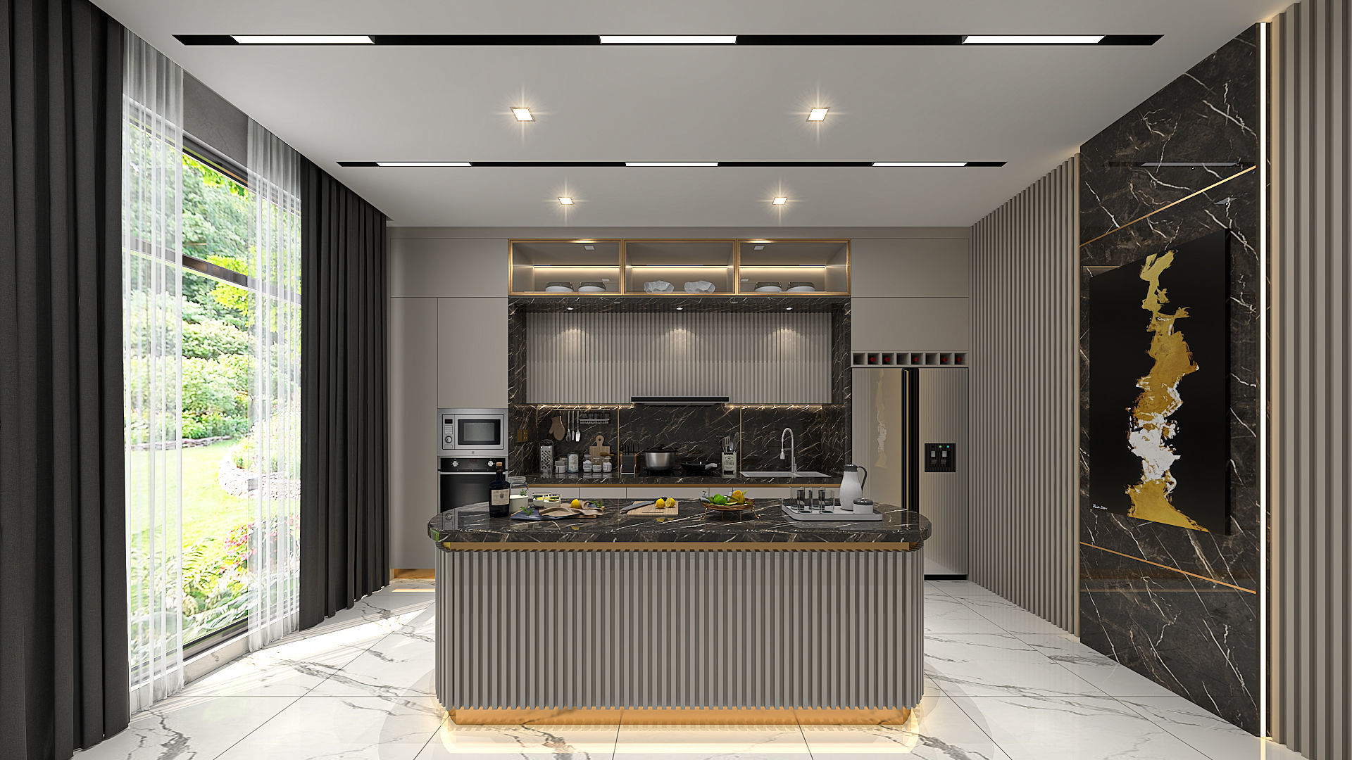 Modern kitchen with island design 3D model | CGTrader