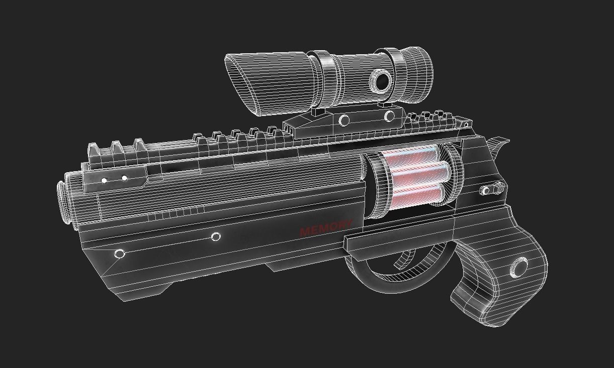 3D model Futuristic revolver VR / AR / low-poly | CGTrader