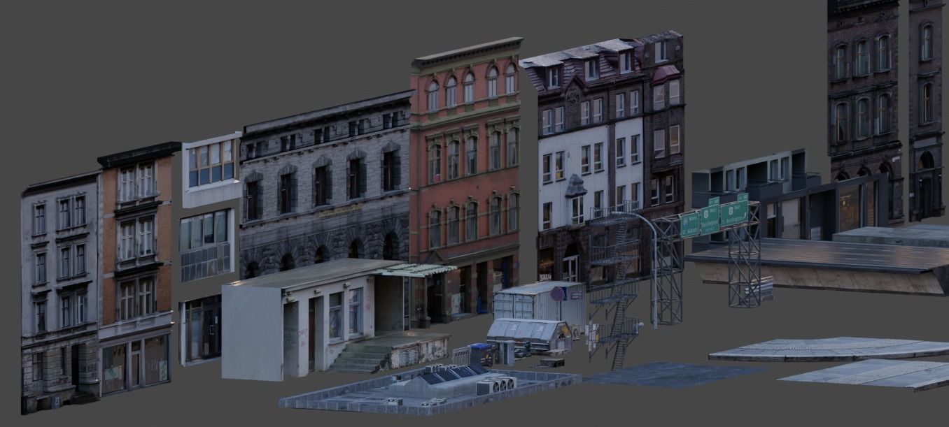 Photoreal Urban City Street Scene and Assets Bundle 3D model | CGTrader