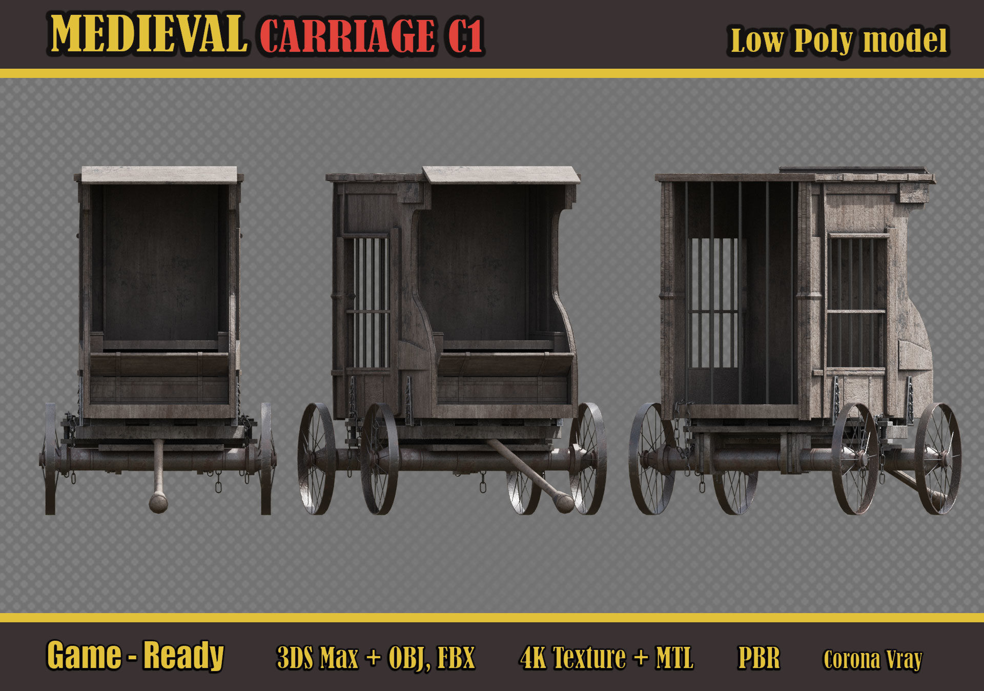3D model Medieval Carriage C1 VR / AR / low-poly | CGTrader