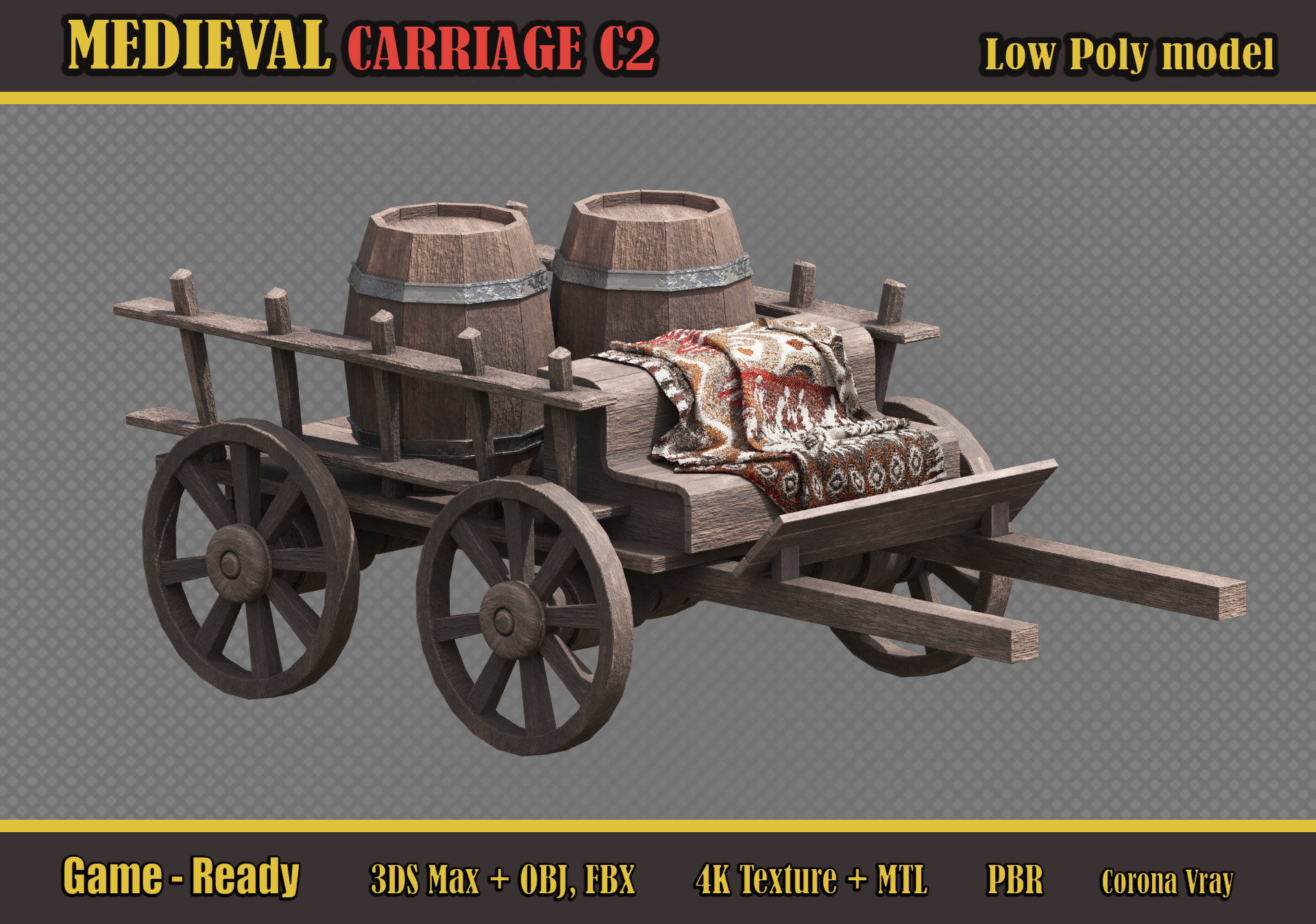 3D model Medieval Carriage C2 VR / AR / low-poly | CGTrader