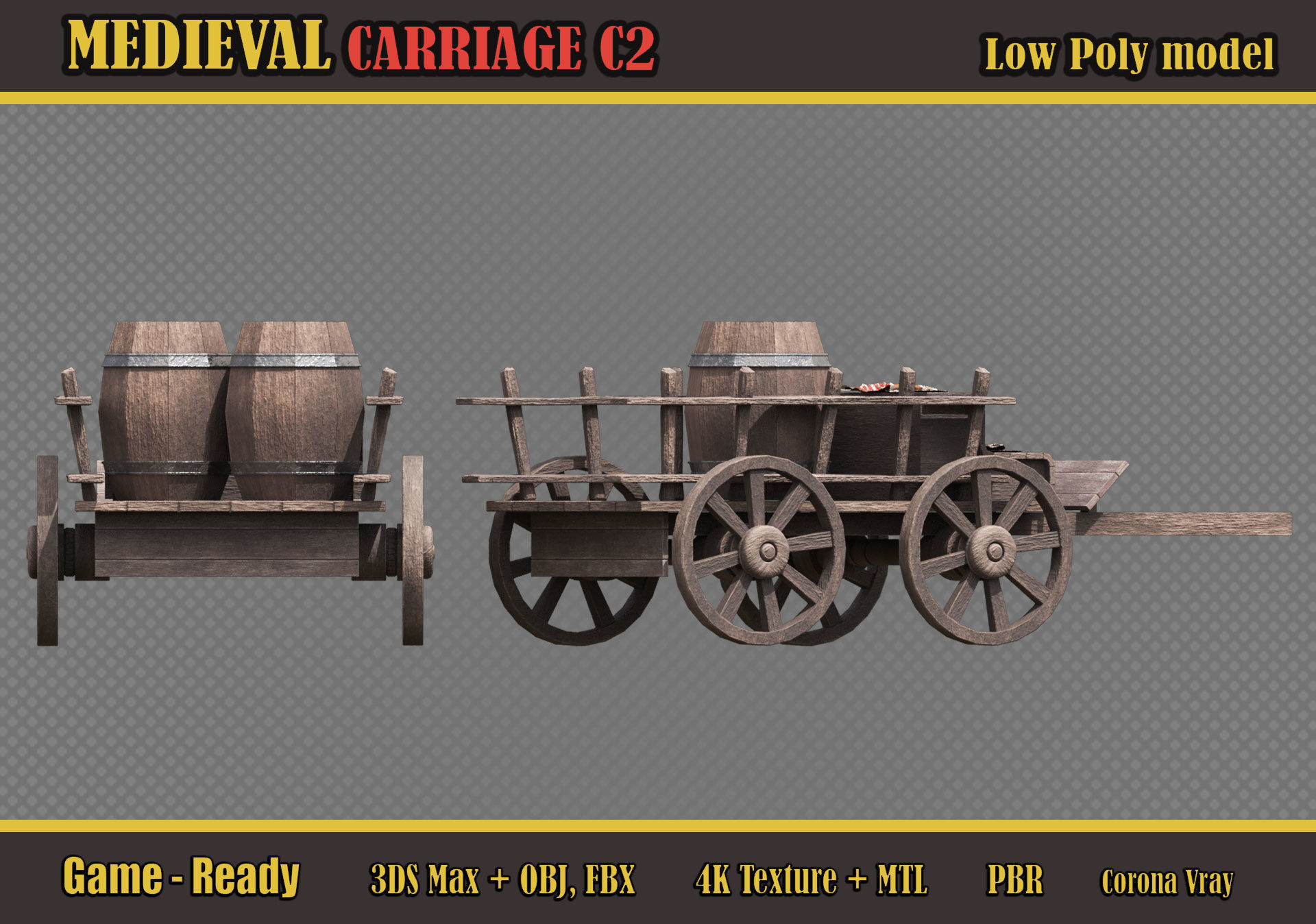 3D model Medieval Carriage C2 VR / AR / low-poly | CGTrader