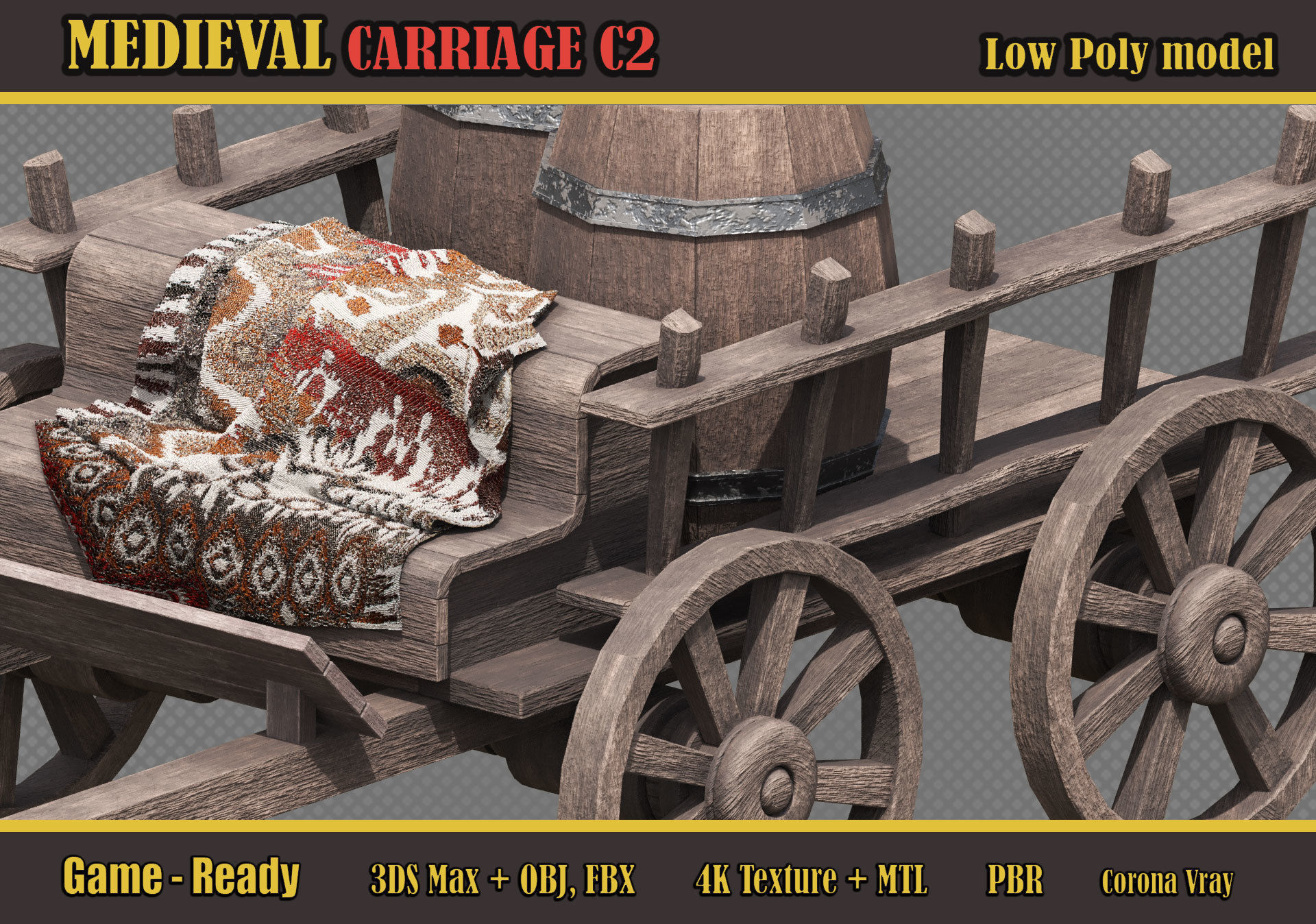 3D model Medieval Carriage C2 VR / AR / low-poly | CGTrader