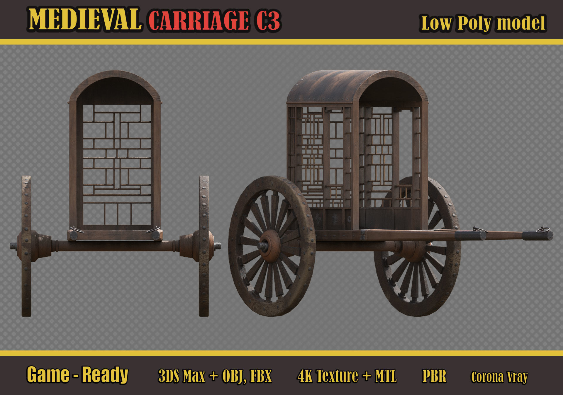 3D model Medieval Carriage C3 VR / AR / low-poly | CGTrader