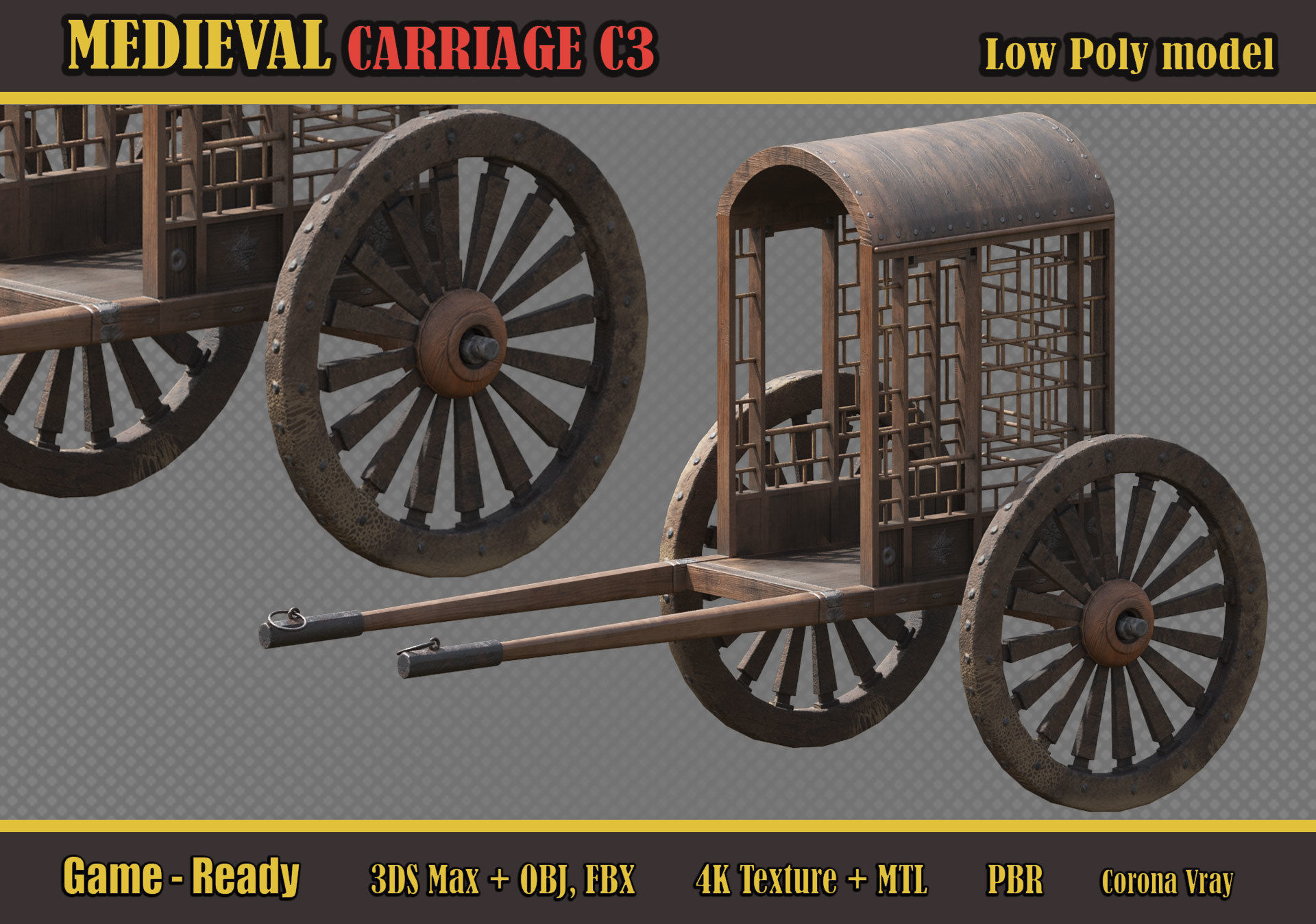 3D model Medieval Carriage C3 VR / AR / low-poly | CGTrader