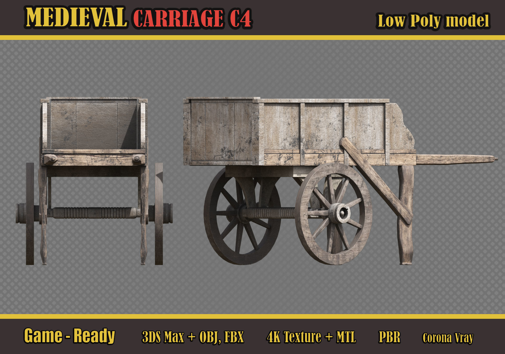 3D model Medieval Carriage C4 VR / AR / low-poly | CGTrader