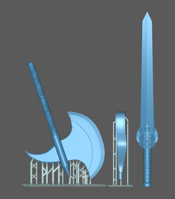 Marvel Legends Ares Olympian Sword and Axe Weapons 1-12 Scale 3D model ...