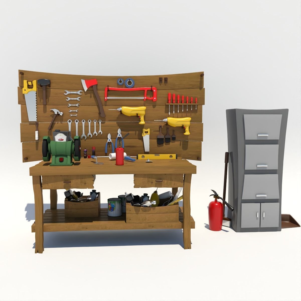 Cartoon Hand Tool Set 3D model | CGTrader