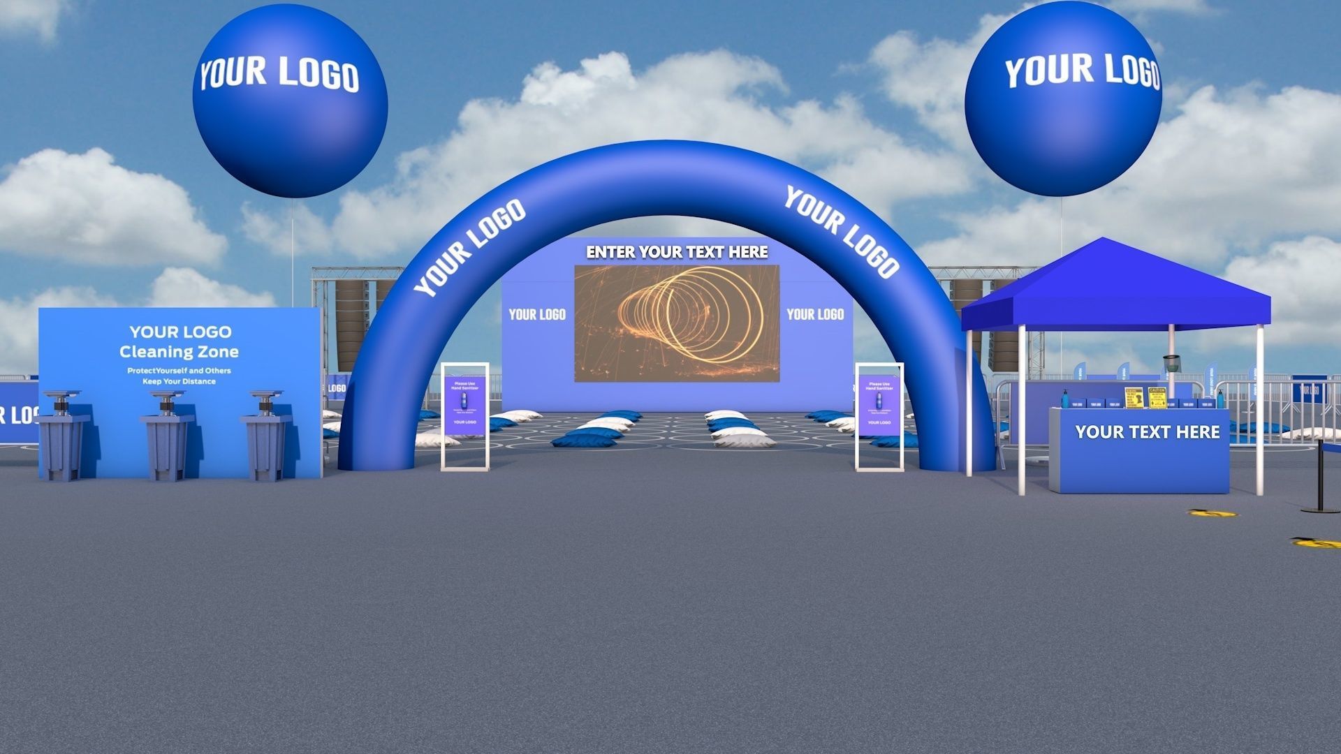 Outdoor Open Air Cinema Event with Social Distancing 3D model | CGTrader