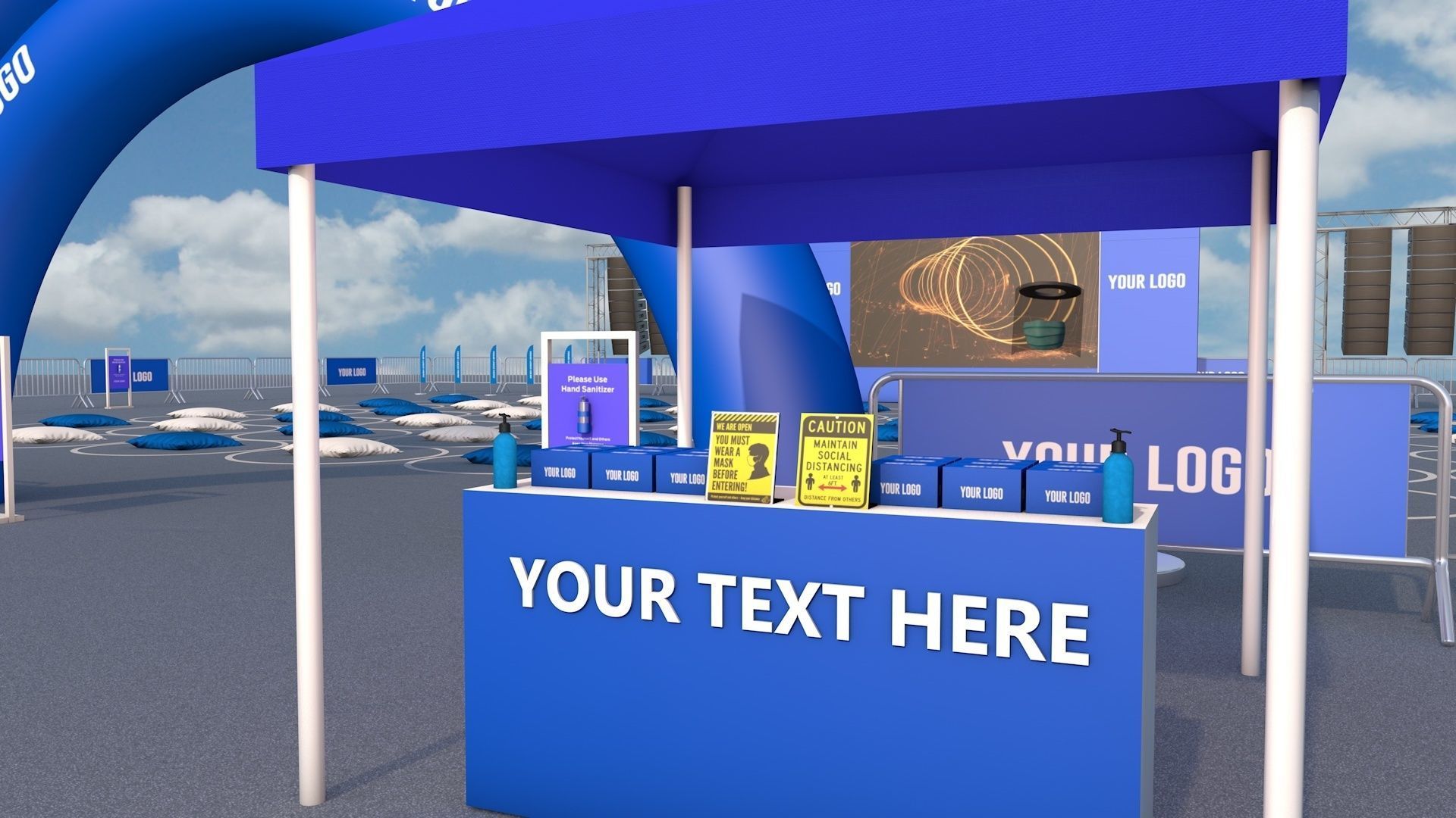 Outdoor Open Air Cinema Event with Social Distancing 3D model | CGTrader