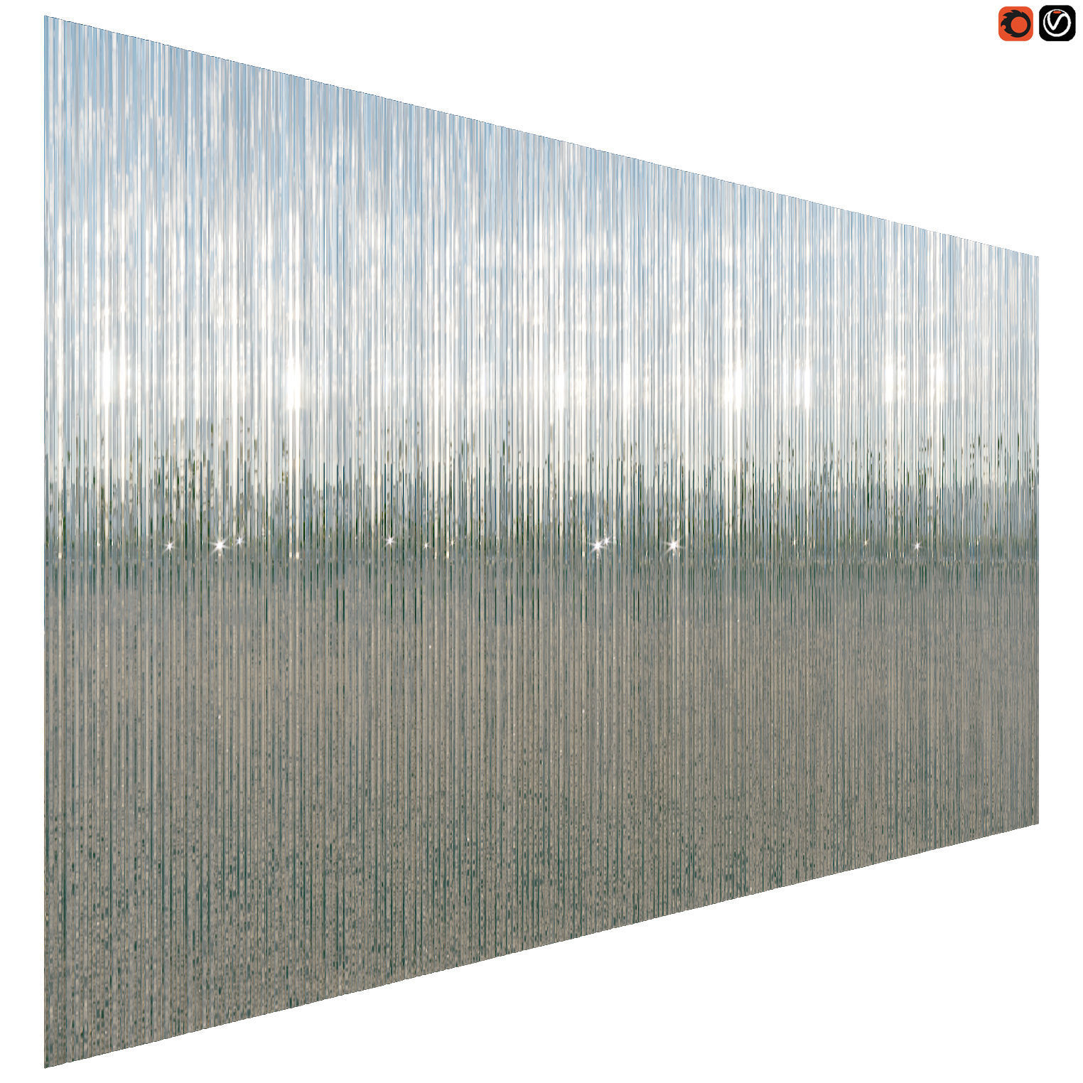 Deflection Mirror glass wall panel 3D model | CGTrader
