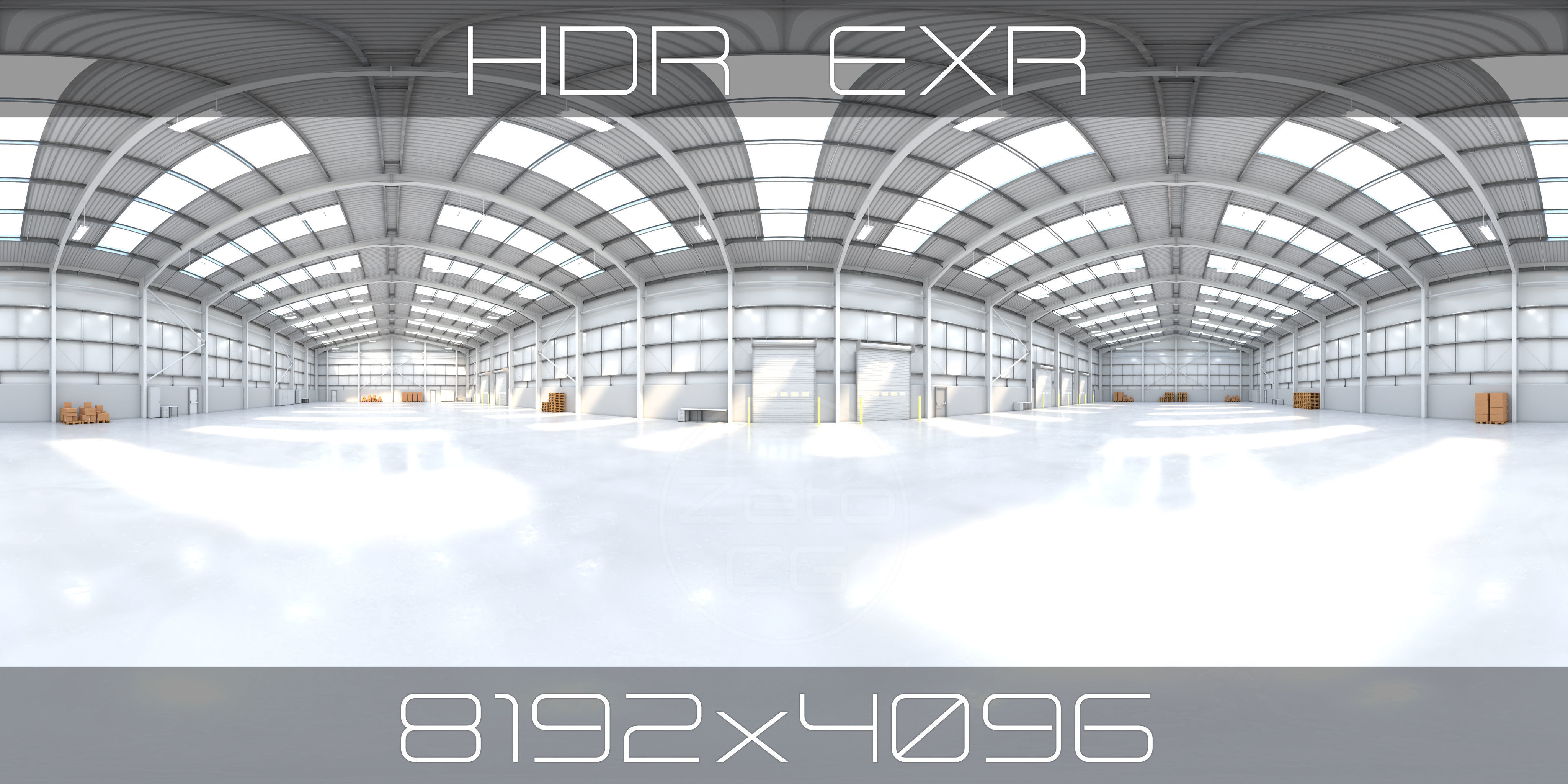 Texture HDRI - Industrial Warehouse Interior 11b - 8192x4096 VR / AR ...