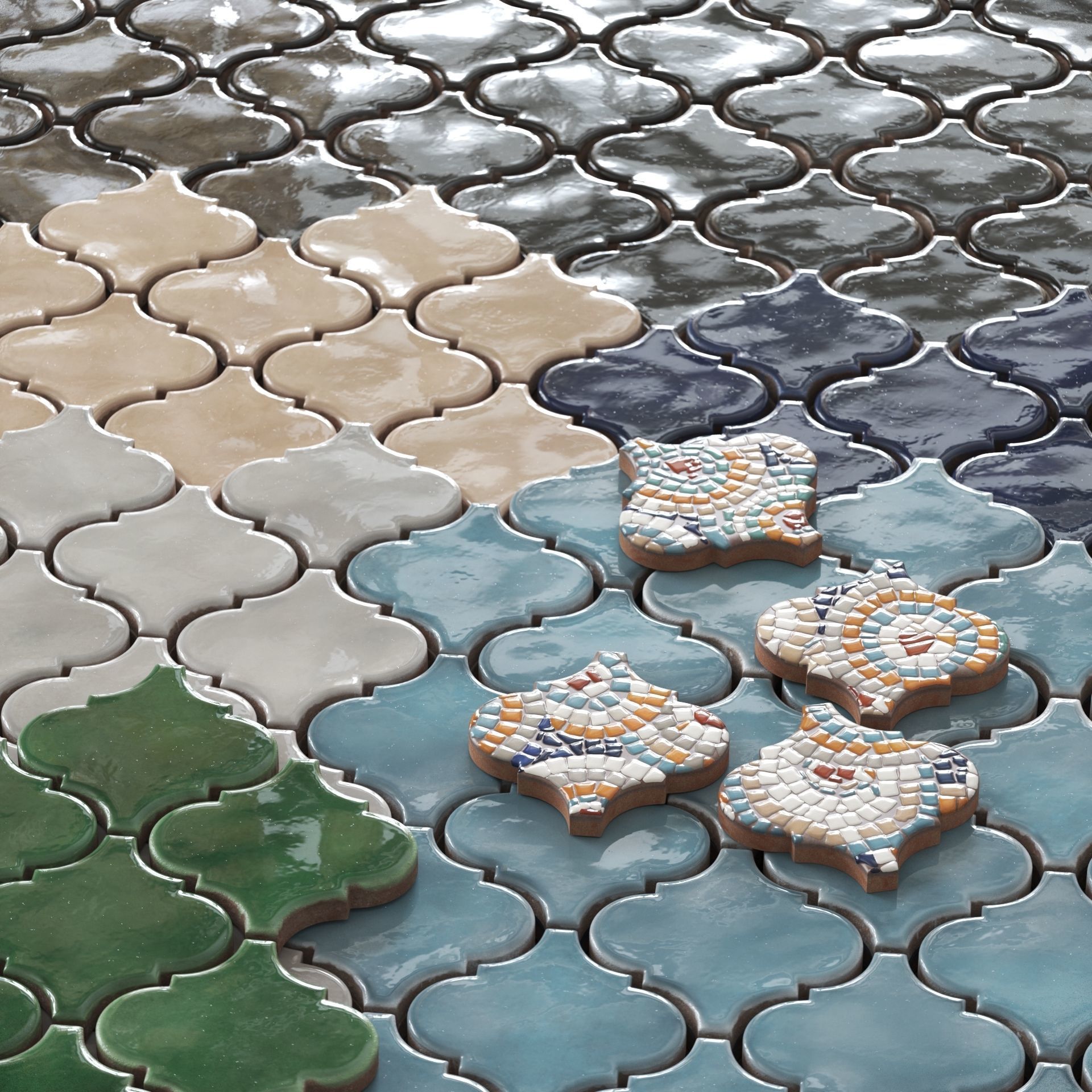 Arabesques Majolica Tile 3D model | CGTrader