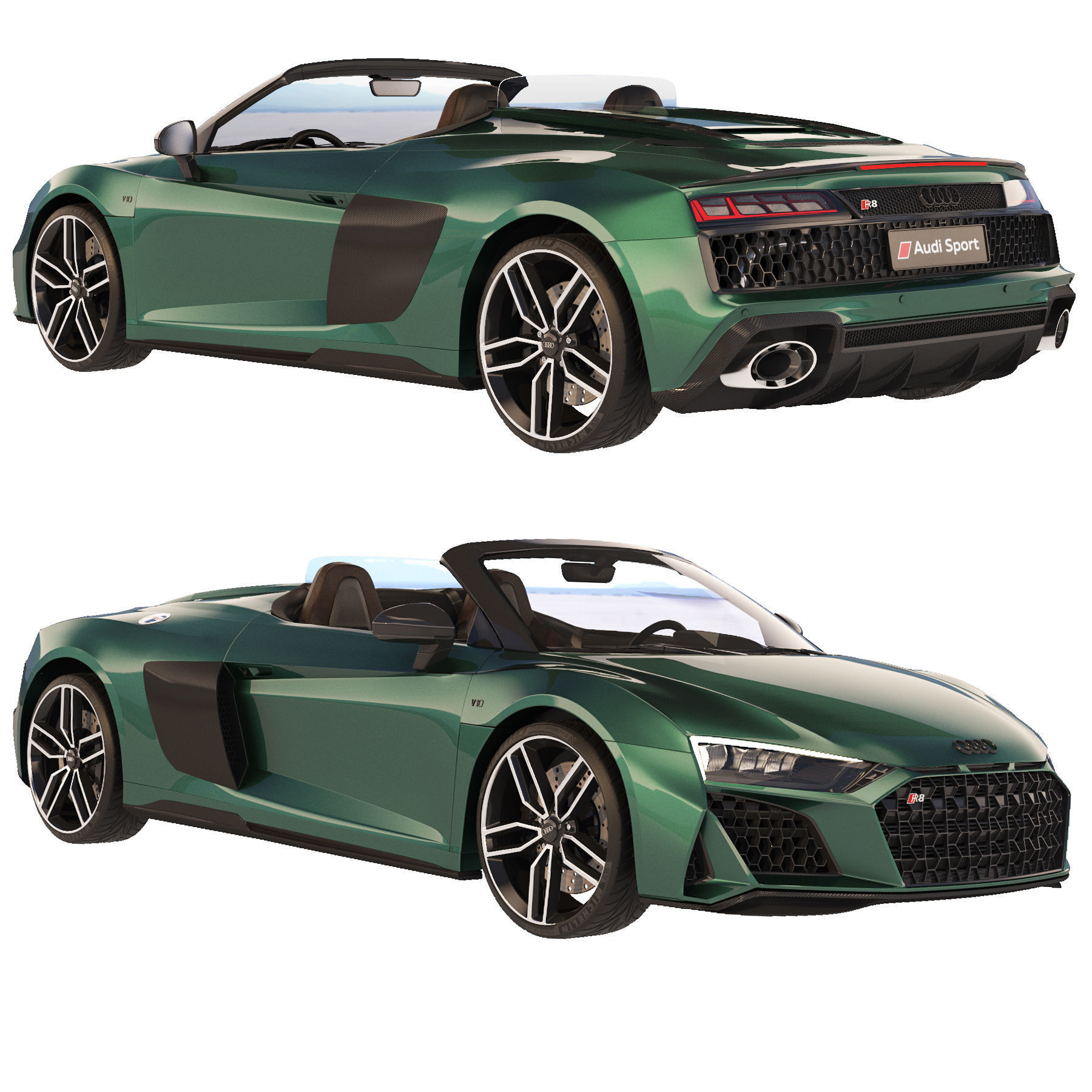 Audi R8 Spyder 2021 open roof 3D model | CGTrader