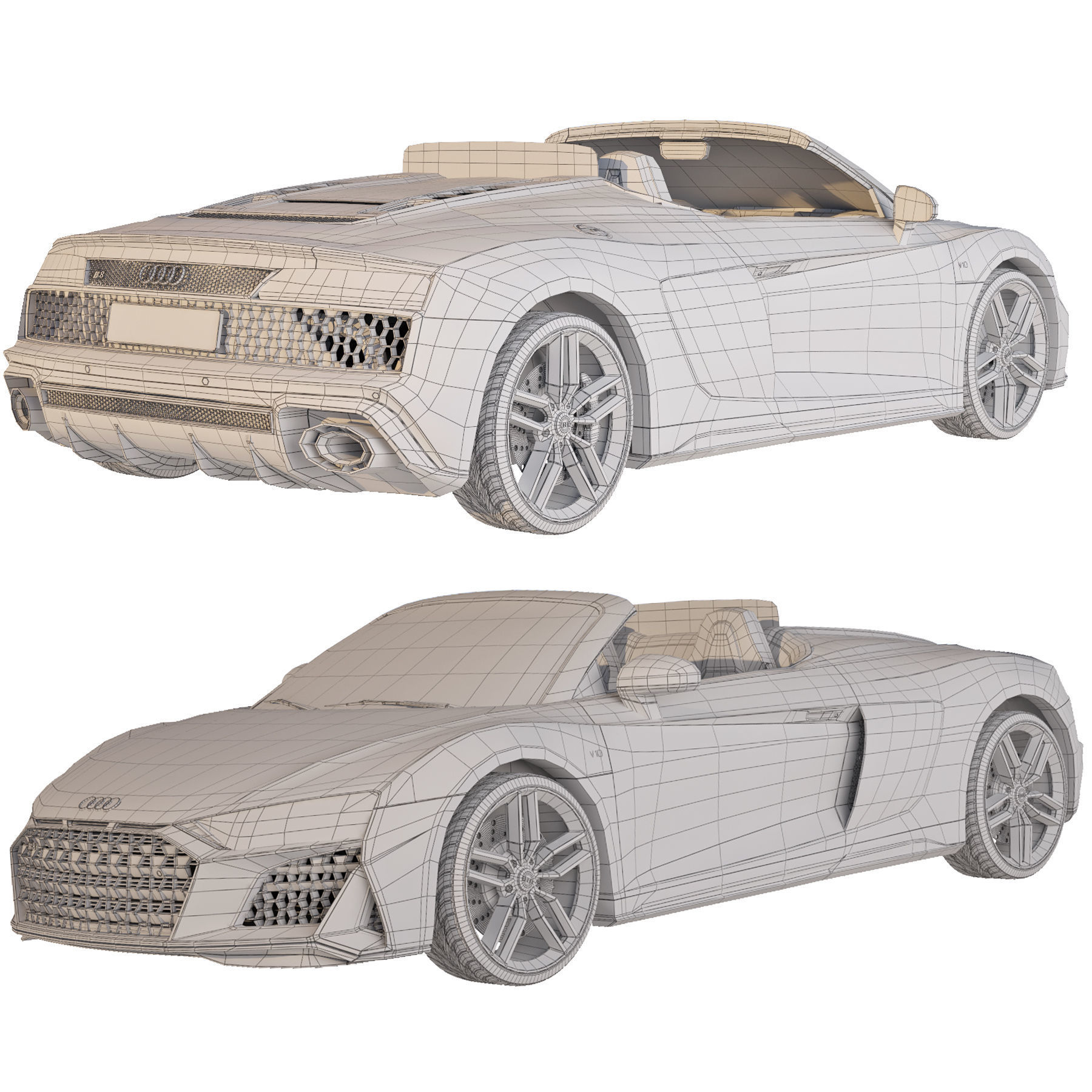 Audi R8 Spyder 2021 open roof 3D model | CGTrader
