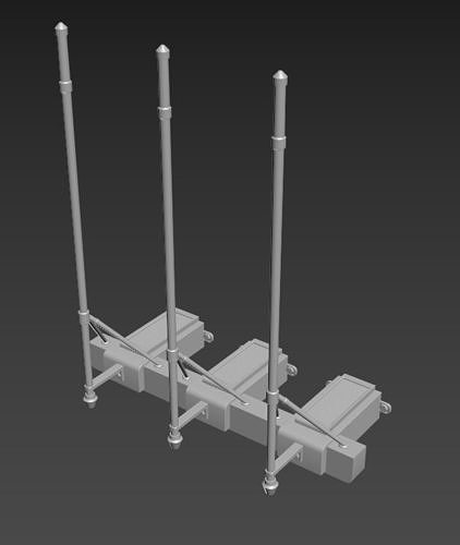 machine three metal poles free 3D model 3D printable | CGTrader