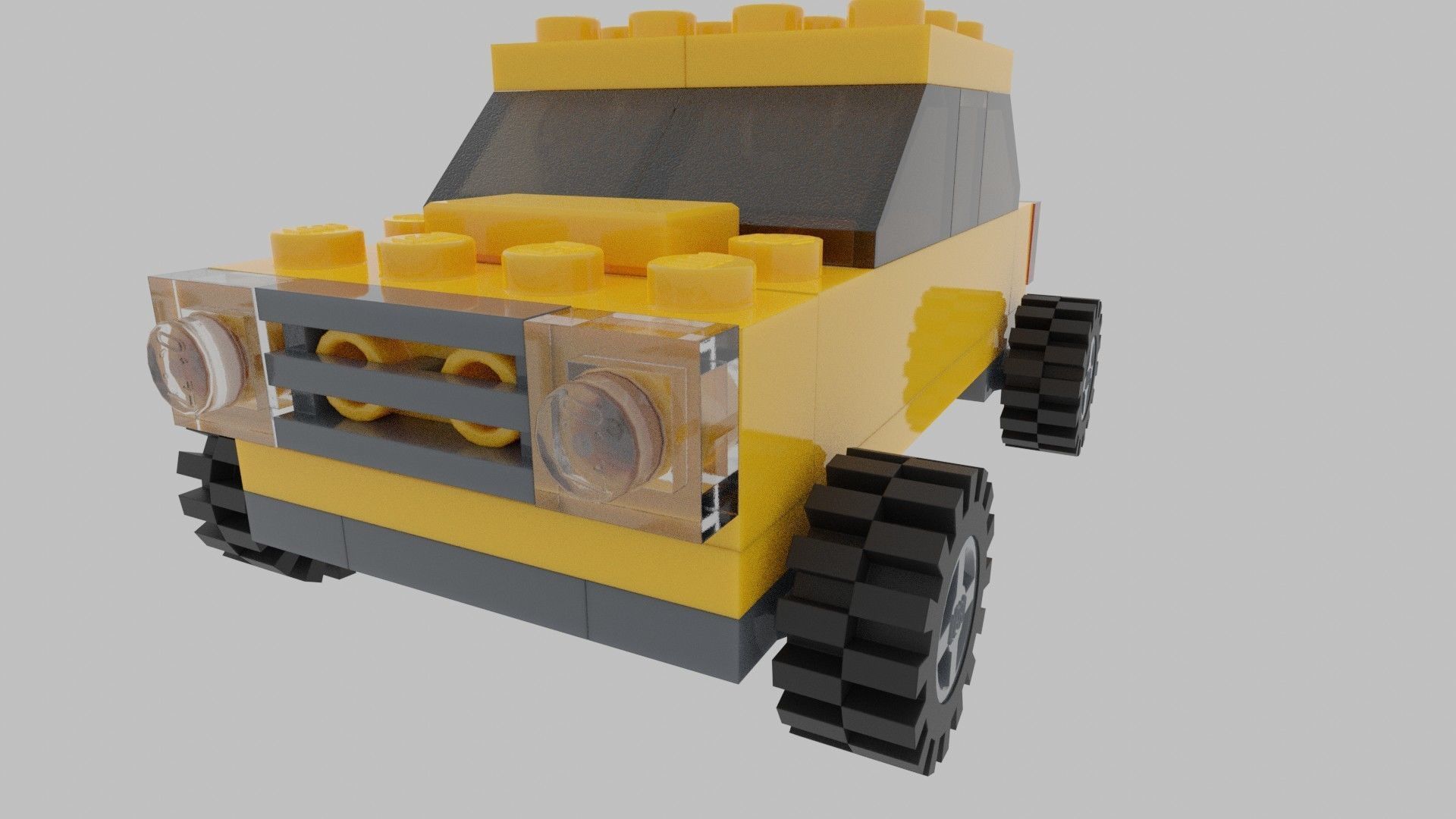 Hi-poly Lego Yellow Car 3D model | CGTrader
