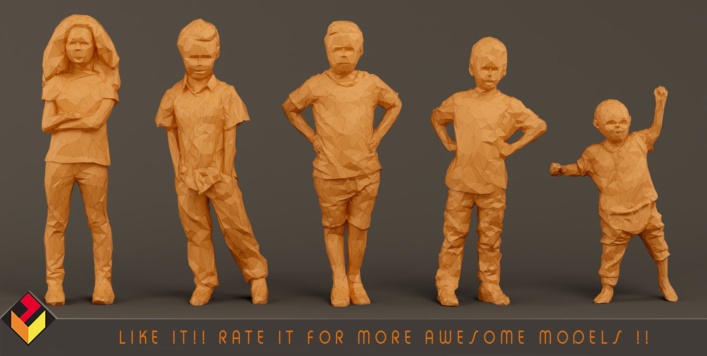 3D model Low Poly Style Kids VR / AR / low-poly | CGTrader