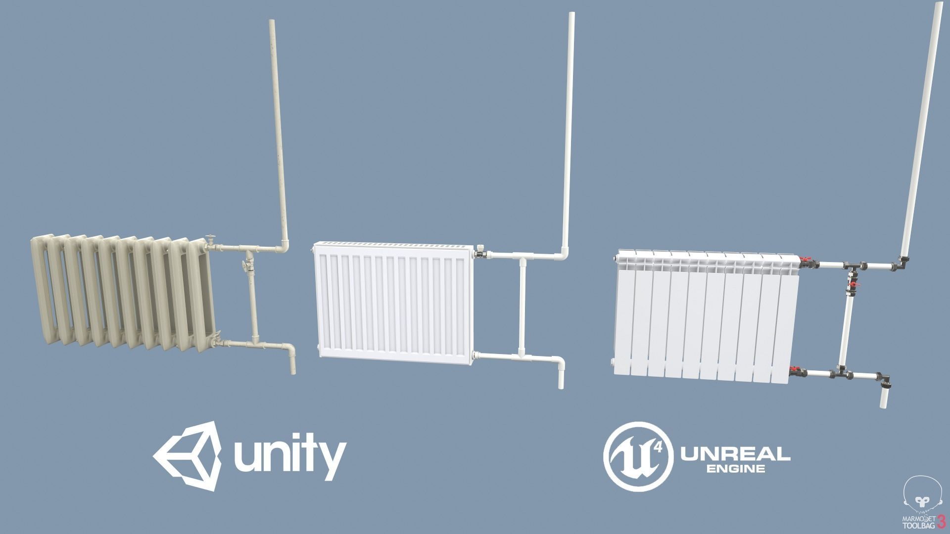 3D model Radiators with Modular Pipes VR / AR / low-poly | CGTrader