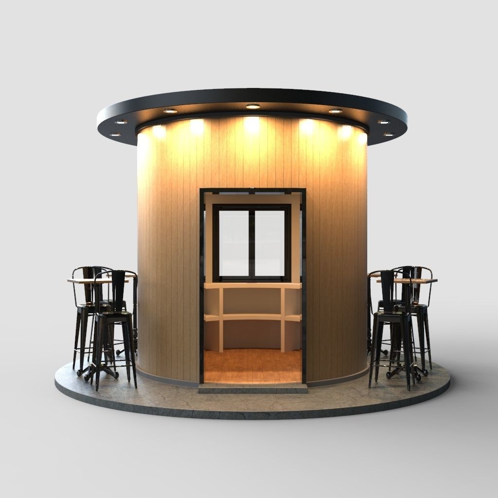 Round Coffee Park Booth 3D model | CGTrader