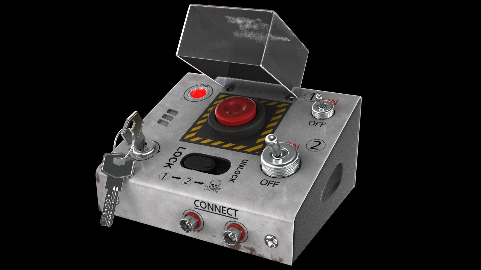 Detonator metal box with button 3D model | CGTrader