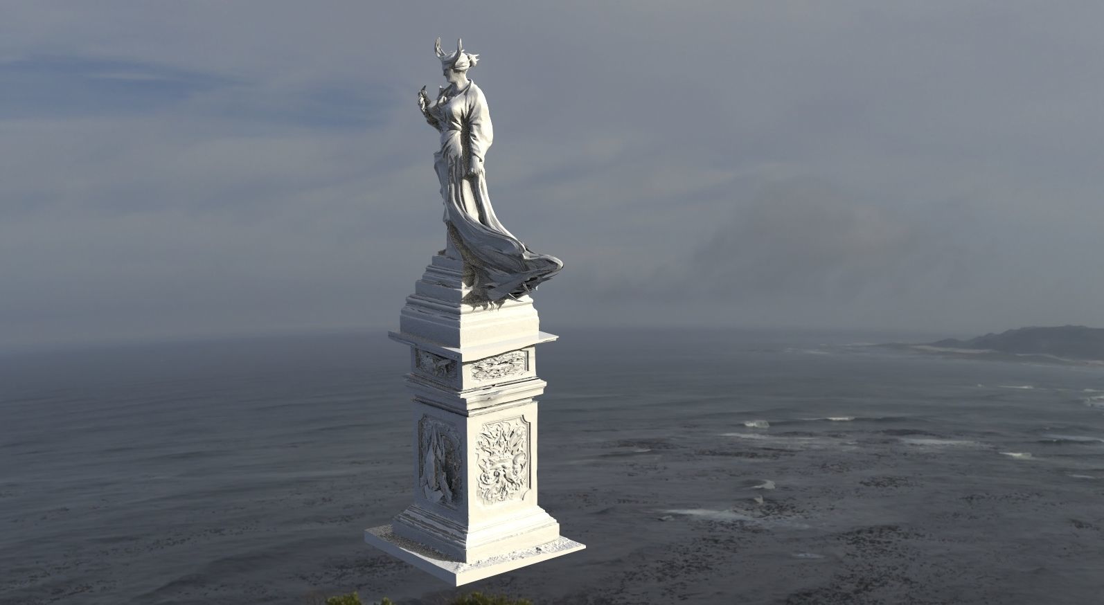 Fallen Angel statue on stand 3D model | CGTrader