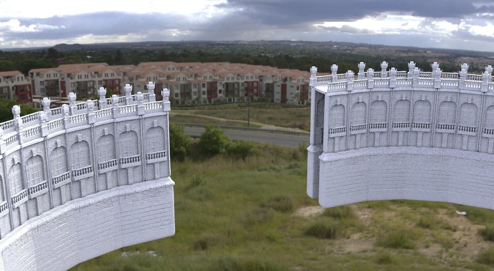 Curved bridge baroque architecture pieces 3D model | CGTrader