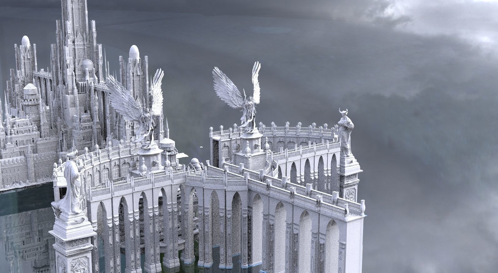 Final Fantasy City High fantasy City ocean 3D model | CGTrader