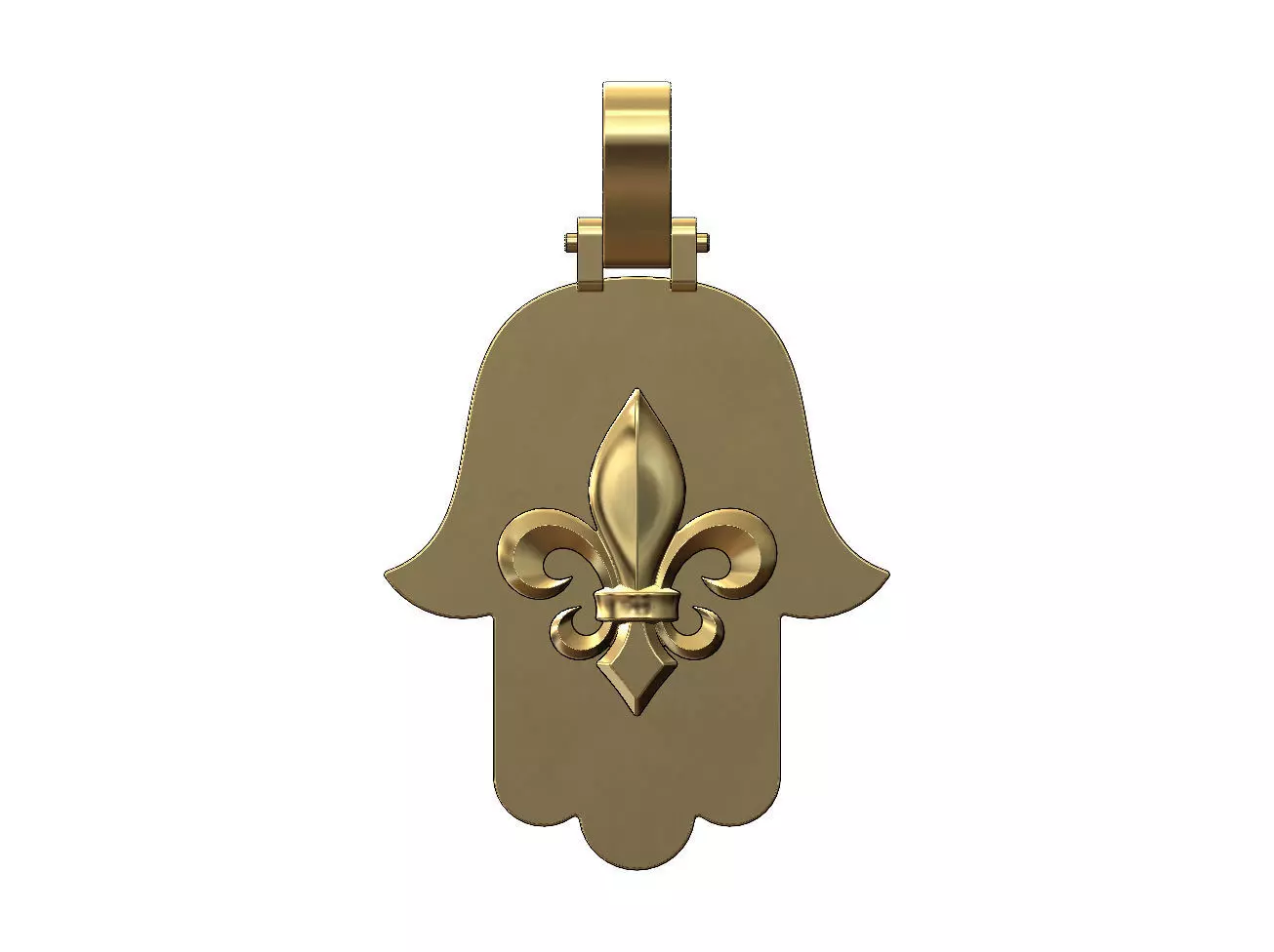 Heraldic lily hand of Fatima peandnt with bail 3D model 3D printable ...