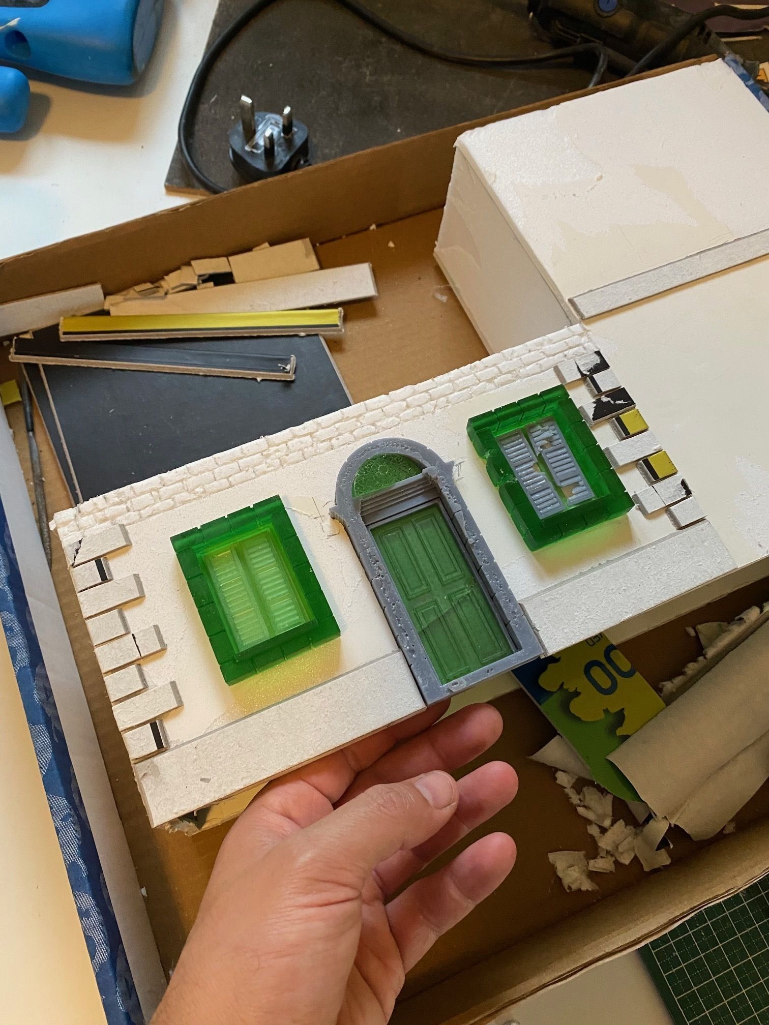 Diorama Stone window frame and weatherboard shutters vintage 3D model ...