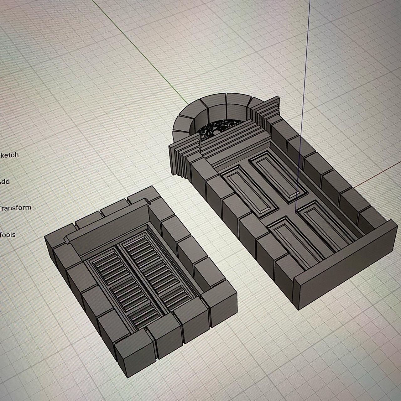 Diorama Stone window frame and weatherboard shutters vintage 3D model ...