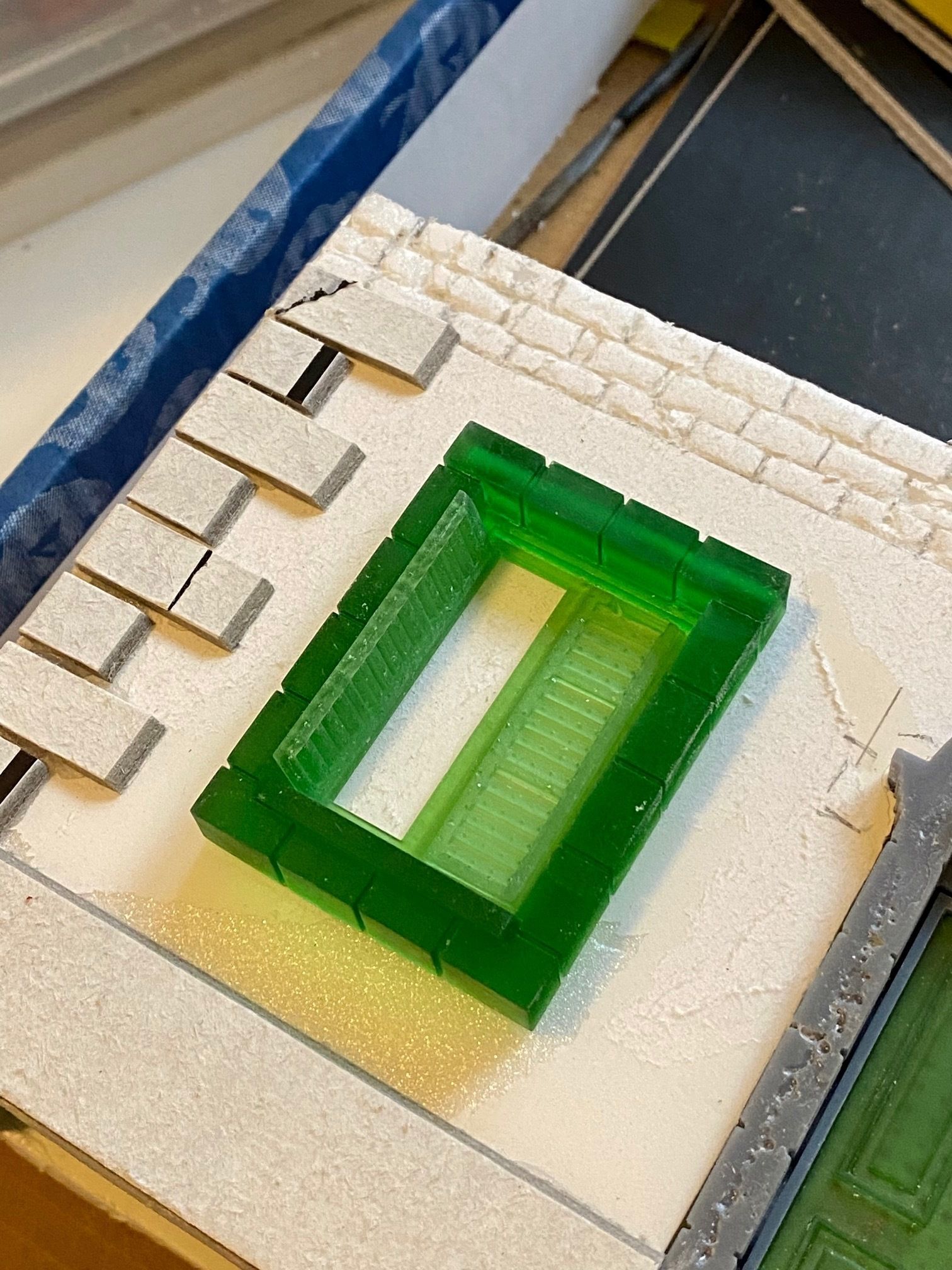 Diorama Stone window frame and weatherboard shutters vintage 3D model ...