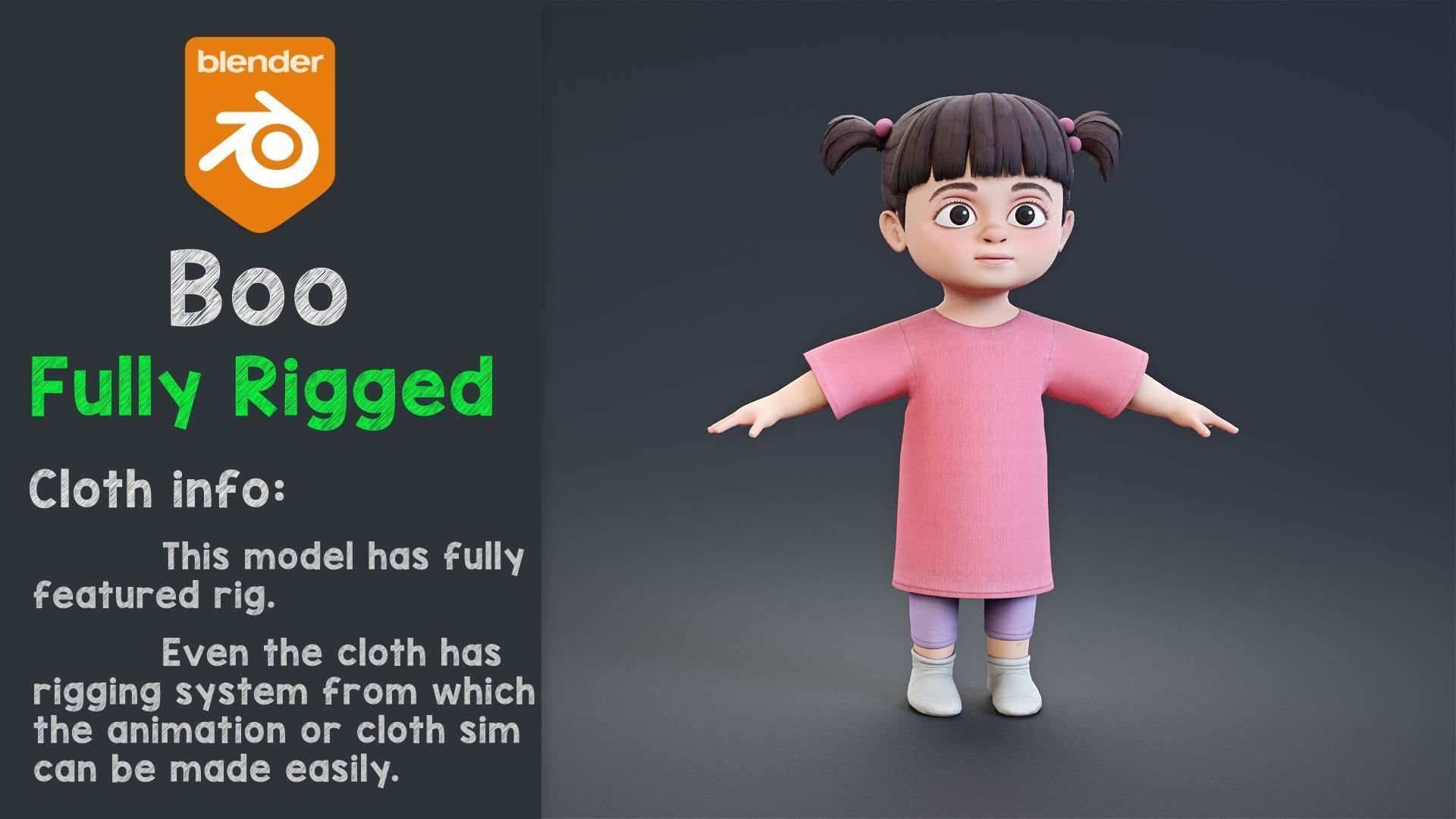 Monster inc - Boo rigged 3D model rigged | CGTrader