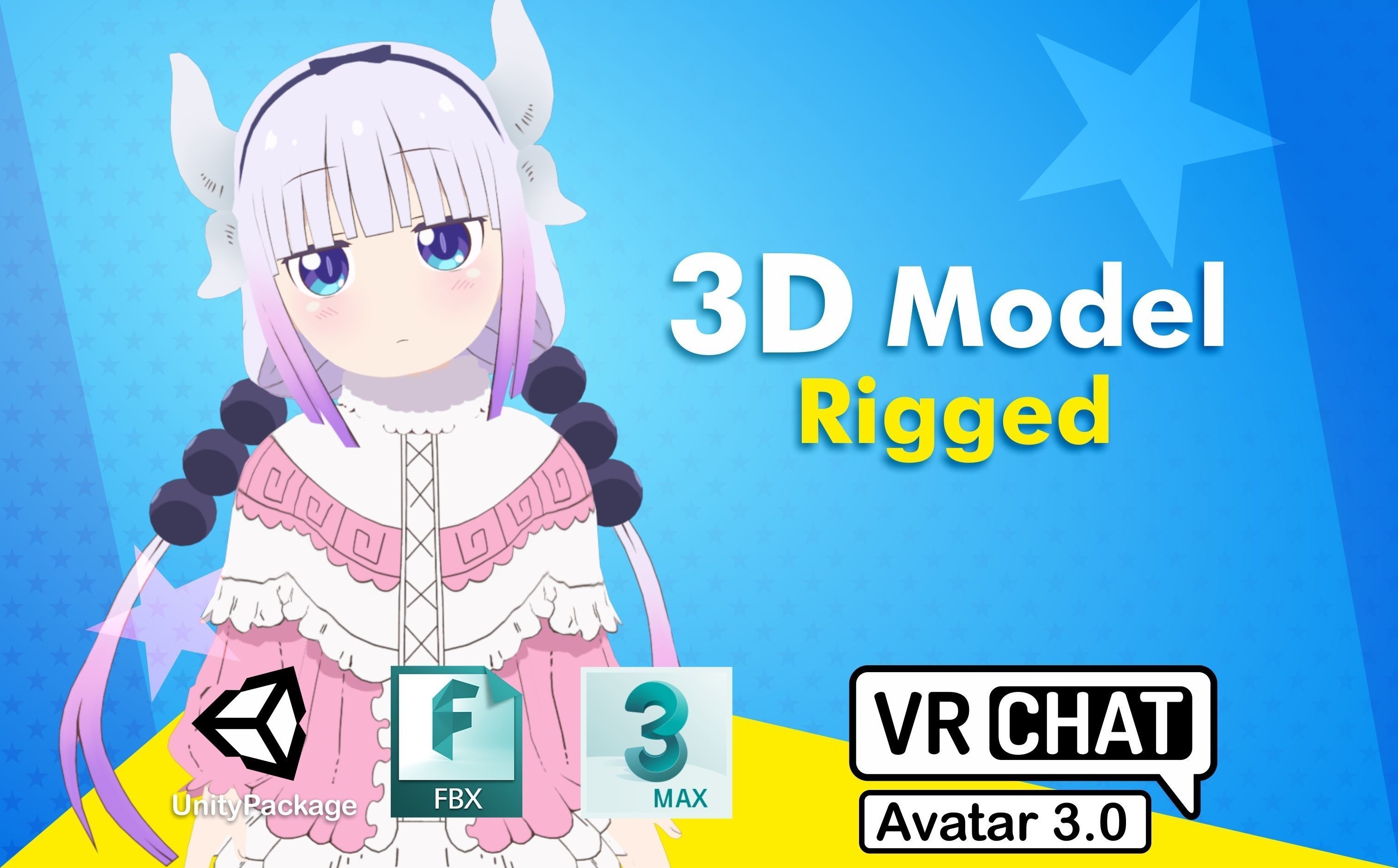 Kanna VRChat SDK3 3D model rigged | CGTrader