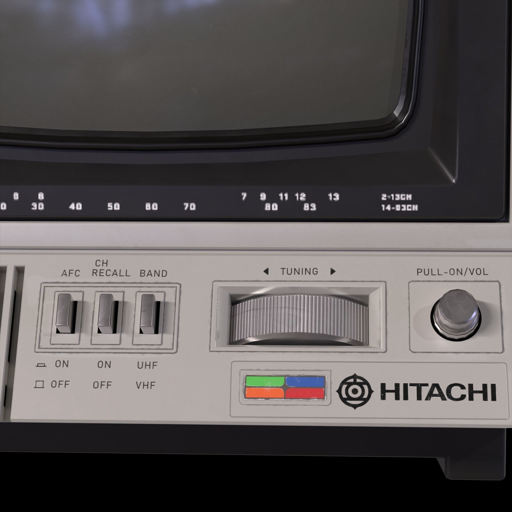 3D model Retro 80s Hitachi CRT TV VR / AR / low-poly | CGTrader