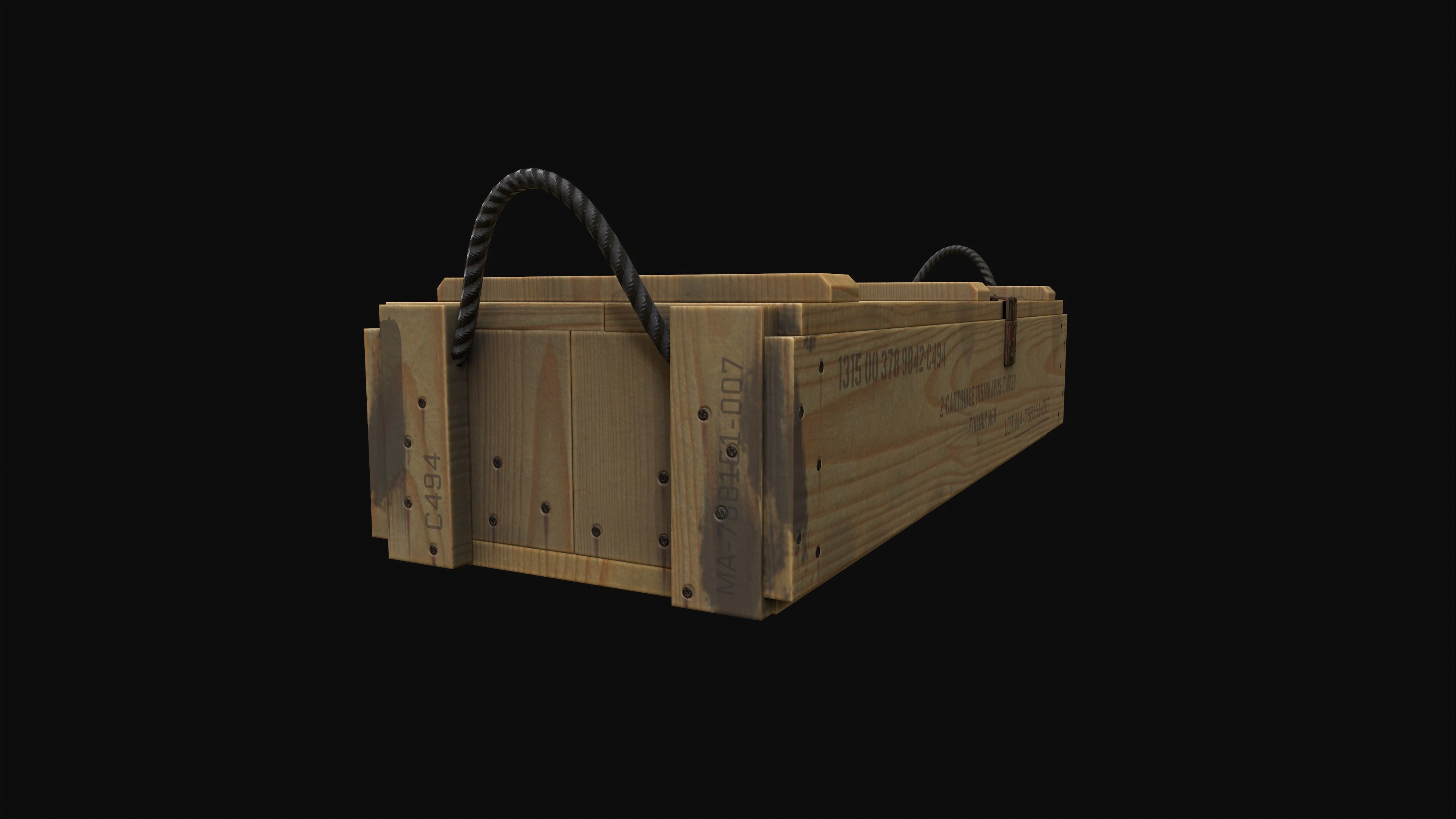 3D model M68 Military Wooden Ammo Crate PBR Low Poly Game Ready VR / AR ...