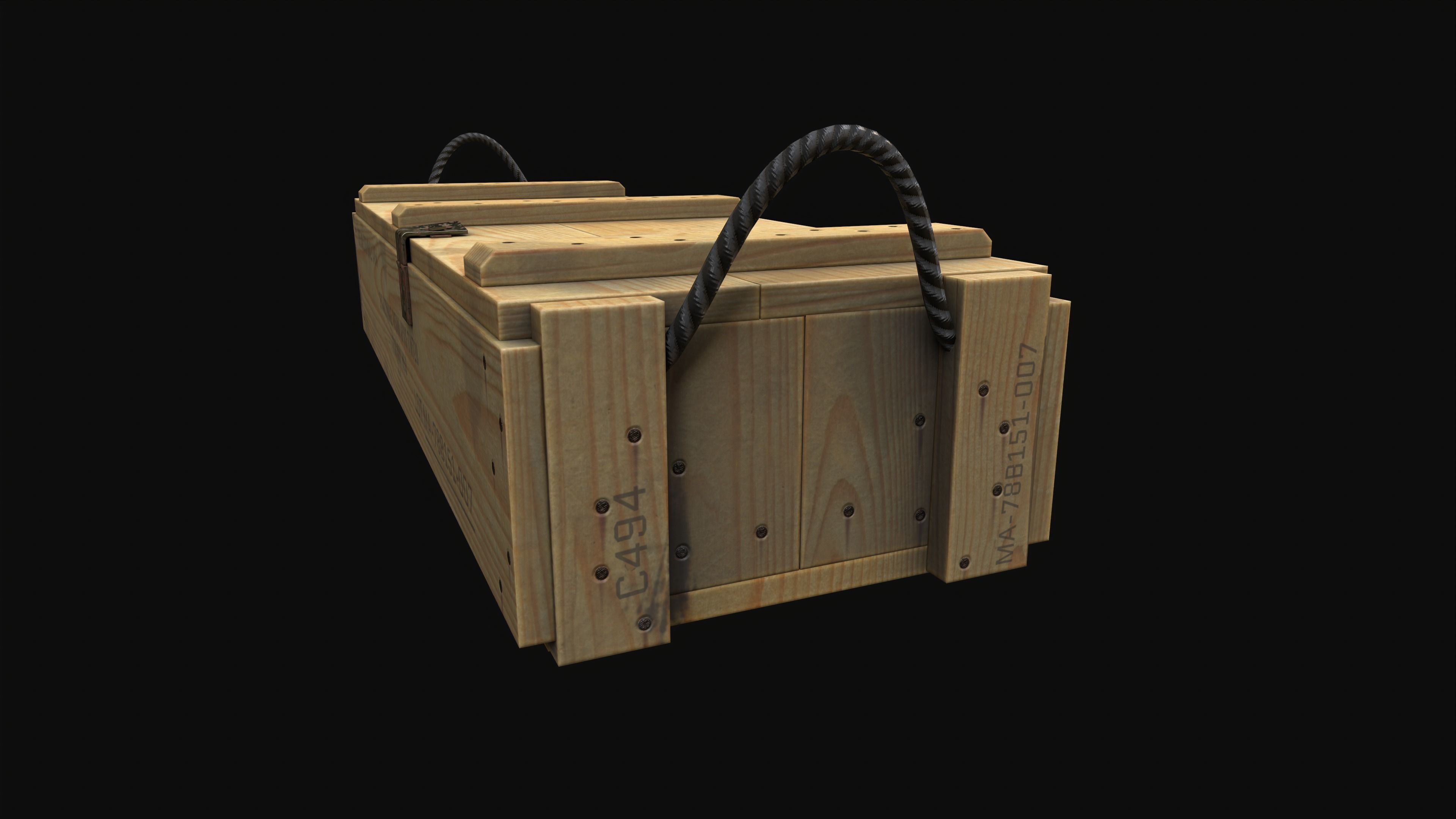 3D model M68 Military Wooden Ammo Crate PBR Low Poly Game Ready VR / AR ...